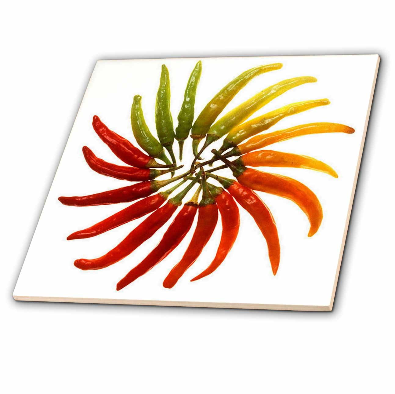 3dRose, Green, red and yellow chili peppers artisticly arranged into a ...