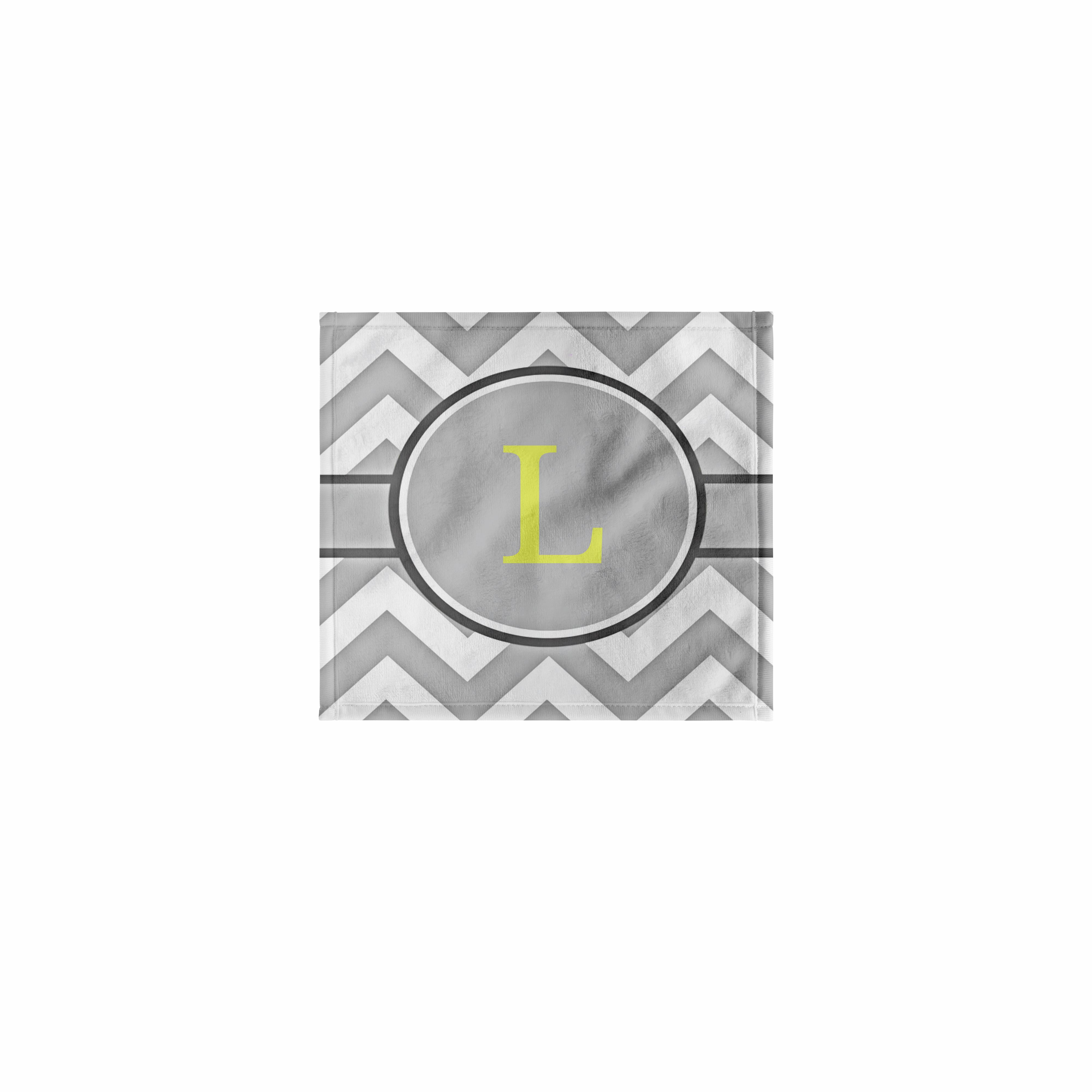 3dRose, Grey and white chevron with yellow monogram initial L, 11x12 ...