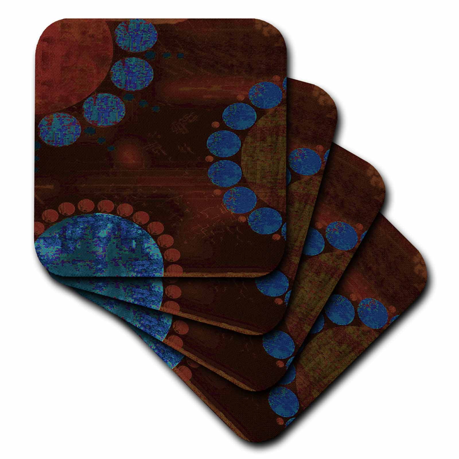 3dRose Grungy Rust Brown and Blue Circles, Soft Coasters, set of 4 ...
