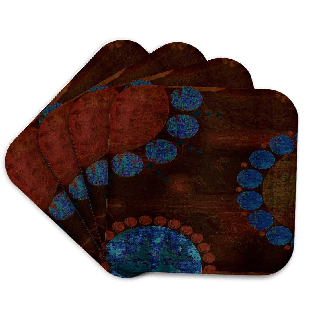 3dRose, Grungy Rust Brown and Blue Circles, Set of 4 Coasters - Soft ...
