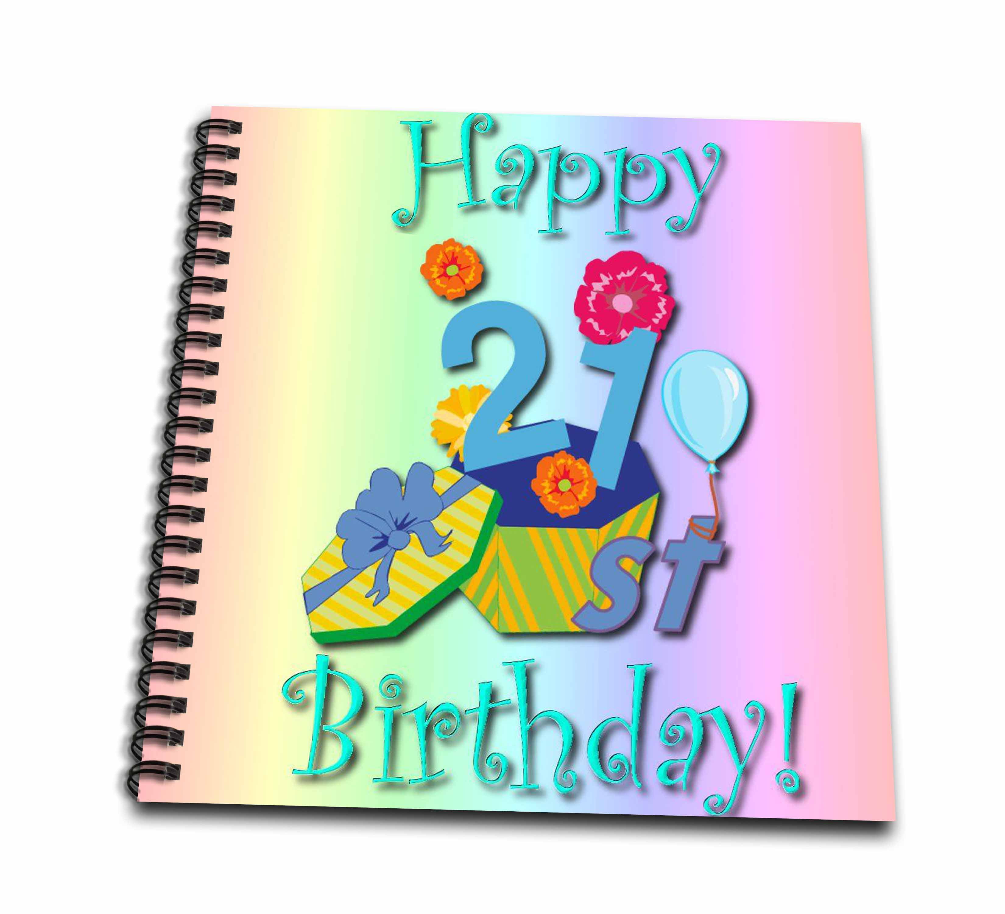 3dRose, Happy 21st Birthday with Rainbow Background , Drawing Book 8 x ...