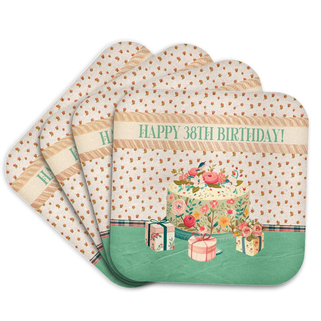 3drose, Happy 38th Birthday, Bird in Flower Garden Cake, Gifts, Pastels ...