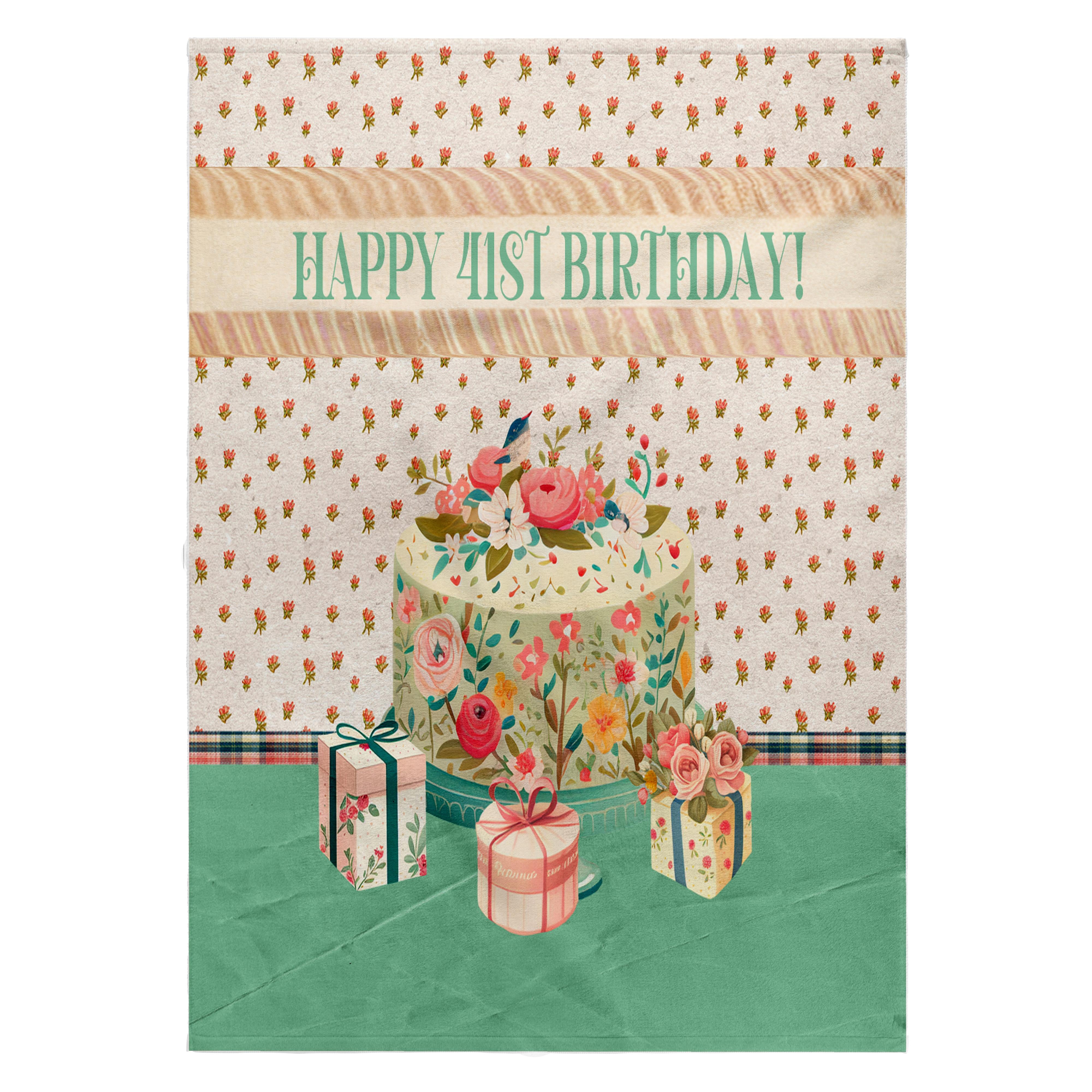 3dRose, Happy 41st Birthday, Bird in Flower Garden Cake, Gifts, Pastels ...