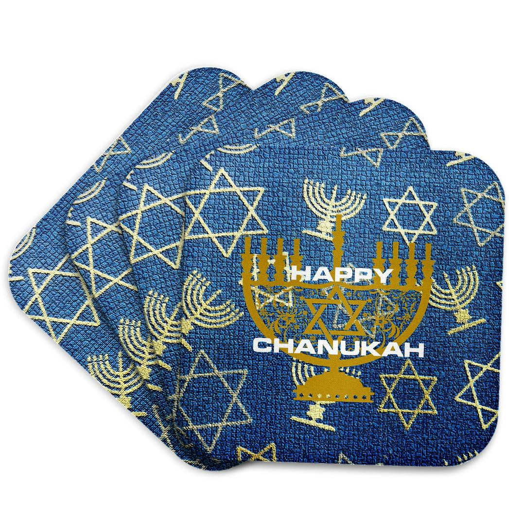 3dRose, Happy Chanukah With Menorahs, Set of 4 Coasters - Soft ...