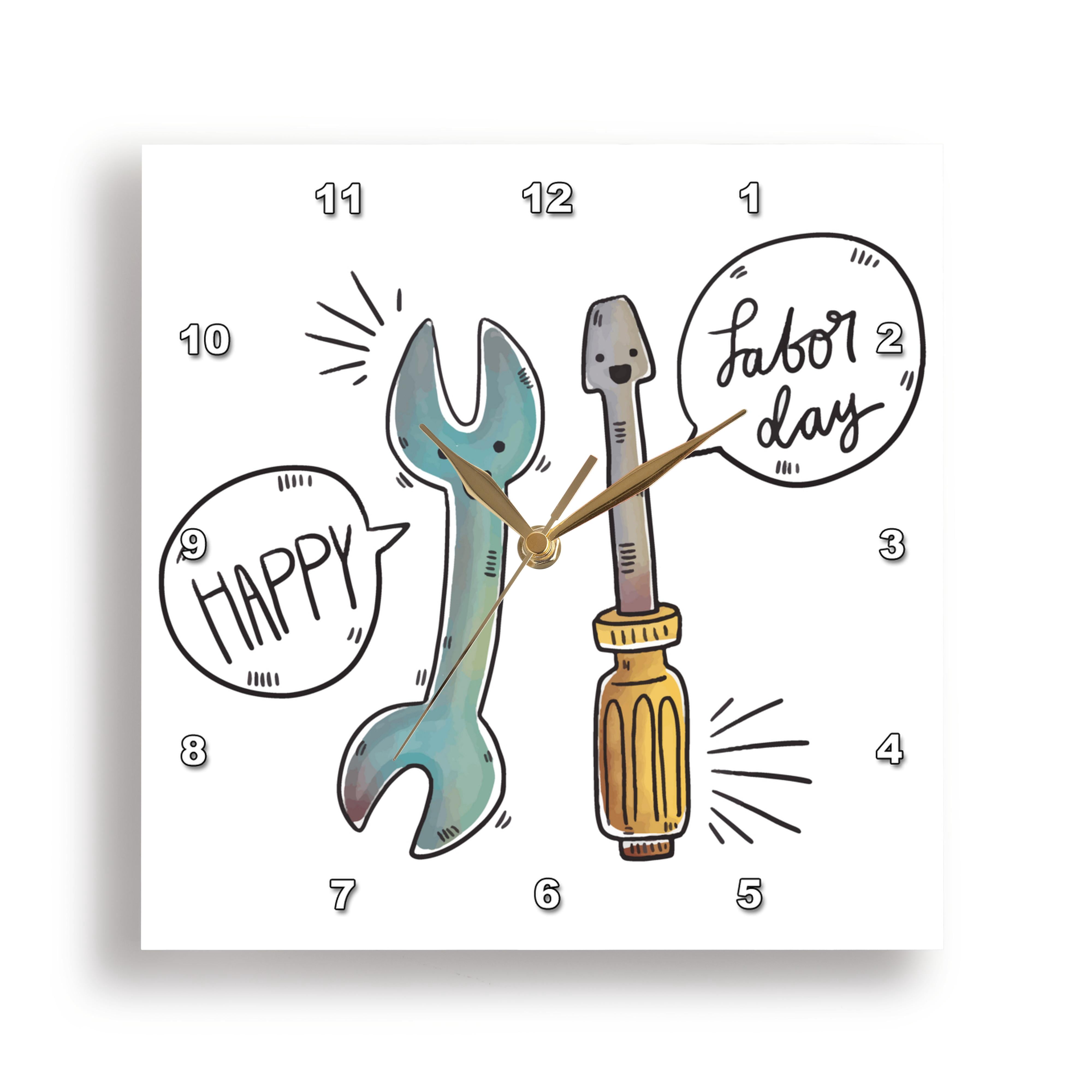 3dRose, Happy Labor Day Drawing of Cute Tools With Faces, 10x10 Wall ...