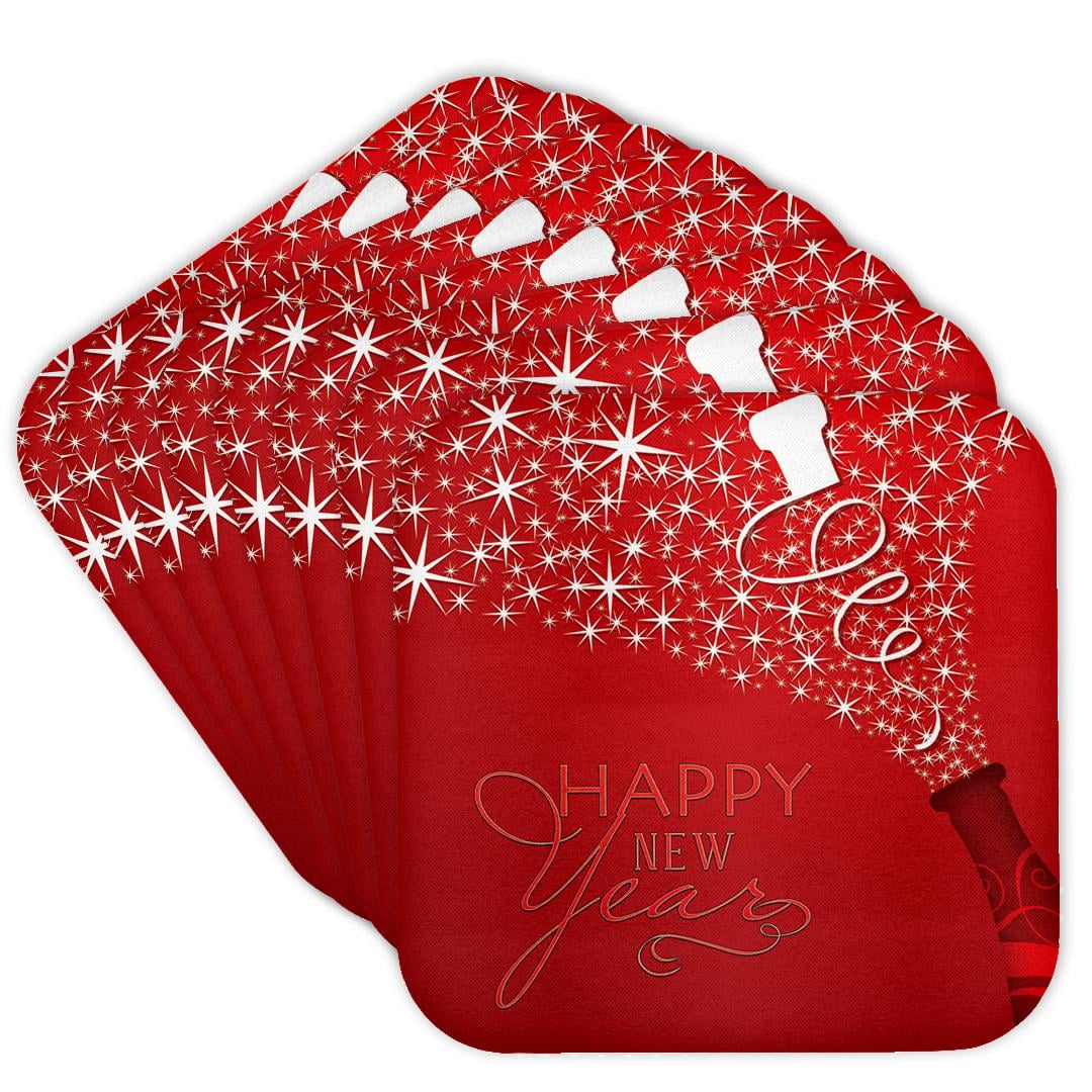 3drose, Happy New Year with Champaign and Cork on Red Background, Set ...