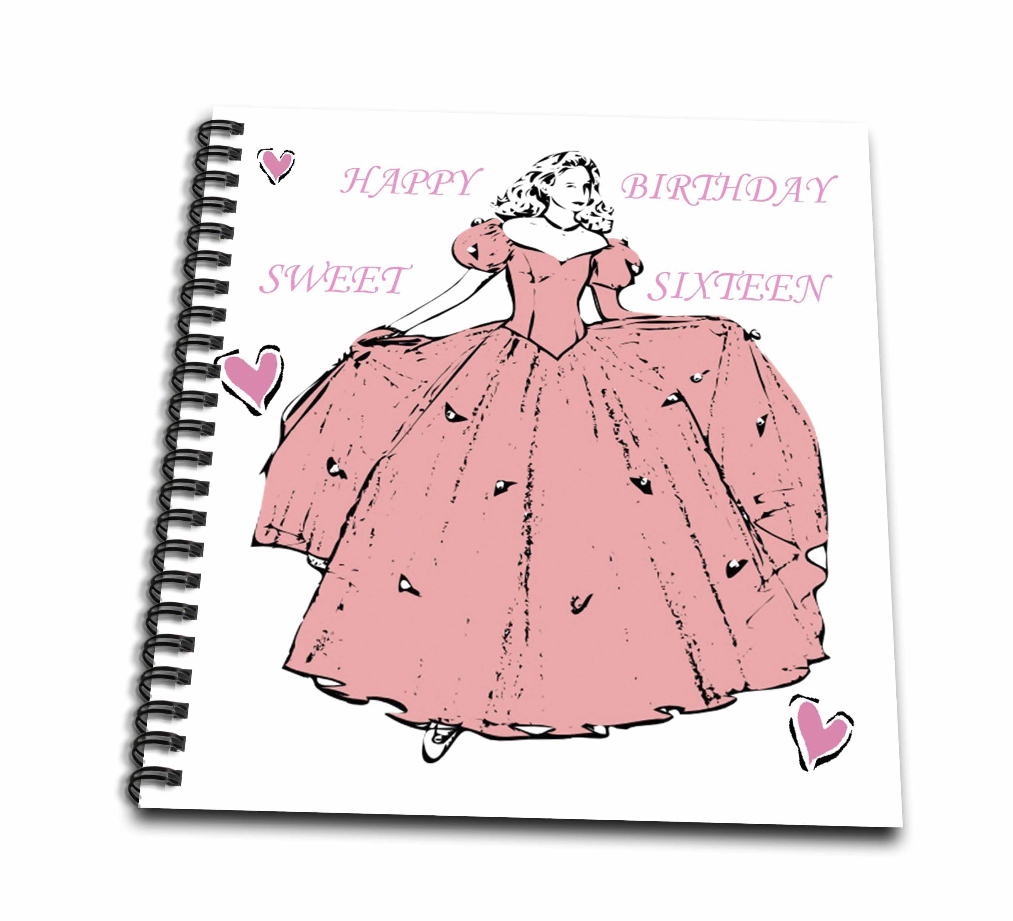 3dRose Happy Sweet Sixteen - Drawing Book, 8 by 8-inch - Walmart.com