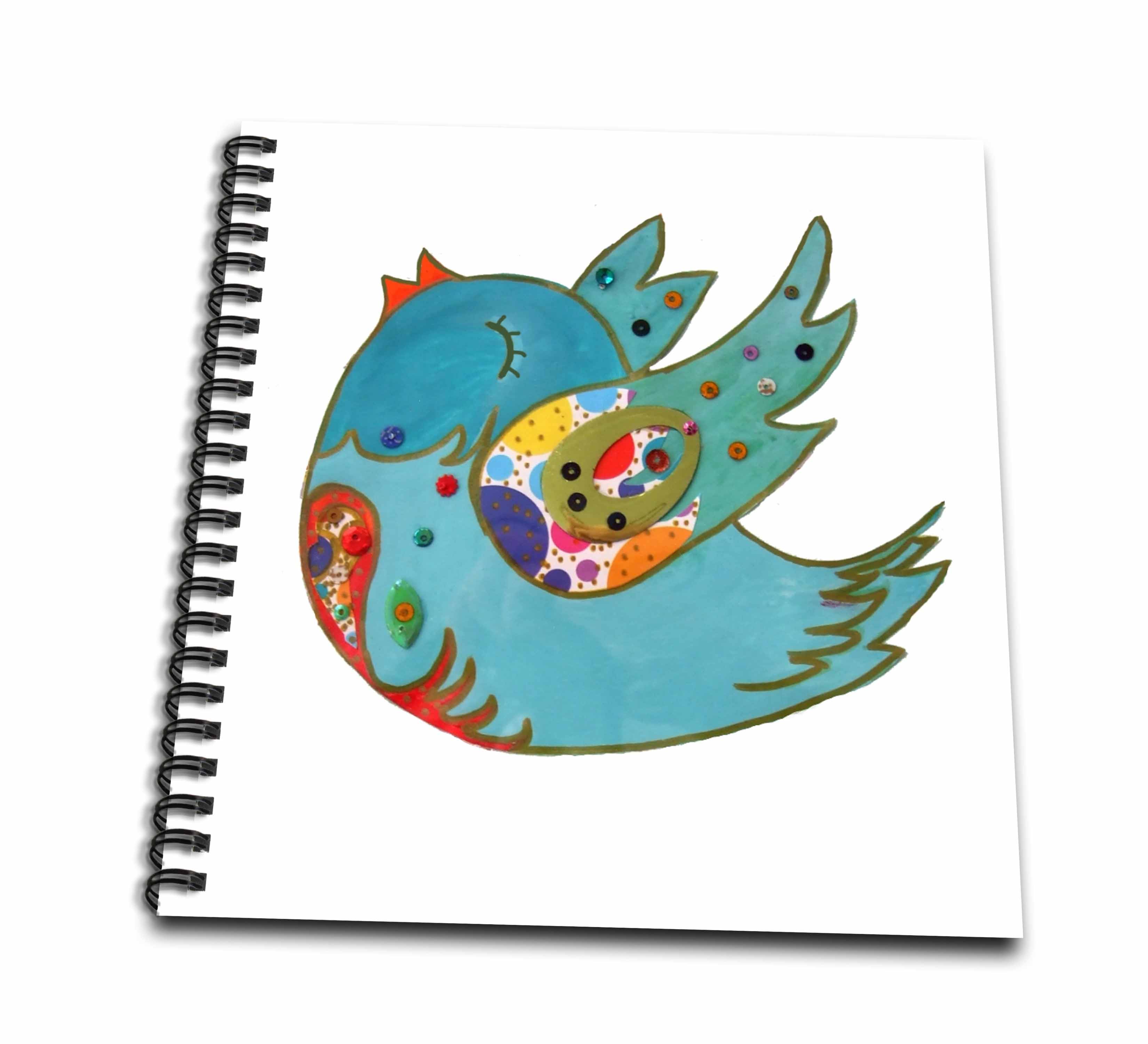 3dRose, Happy blue bird - cute arty colorful singing bird song sweet ...
