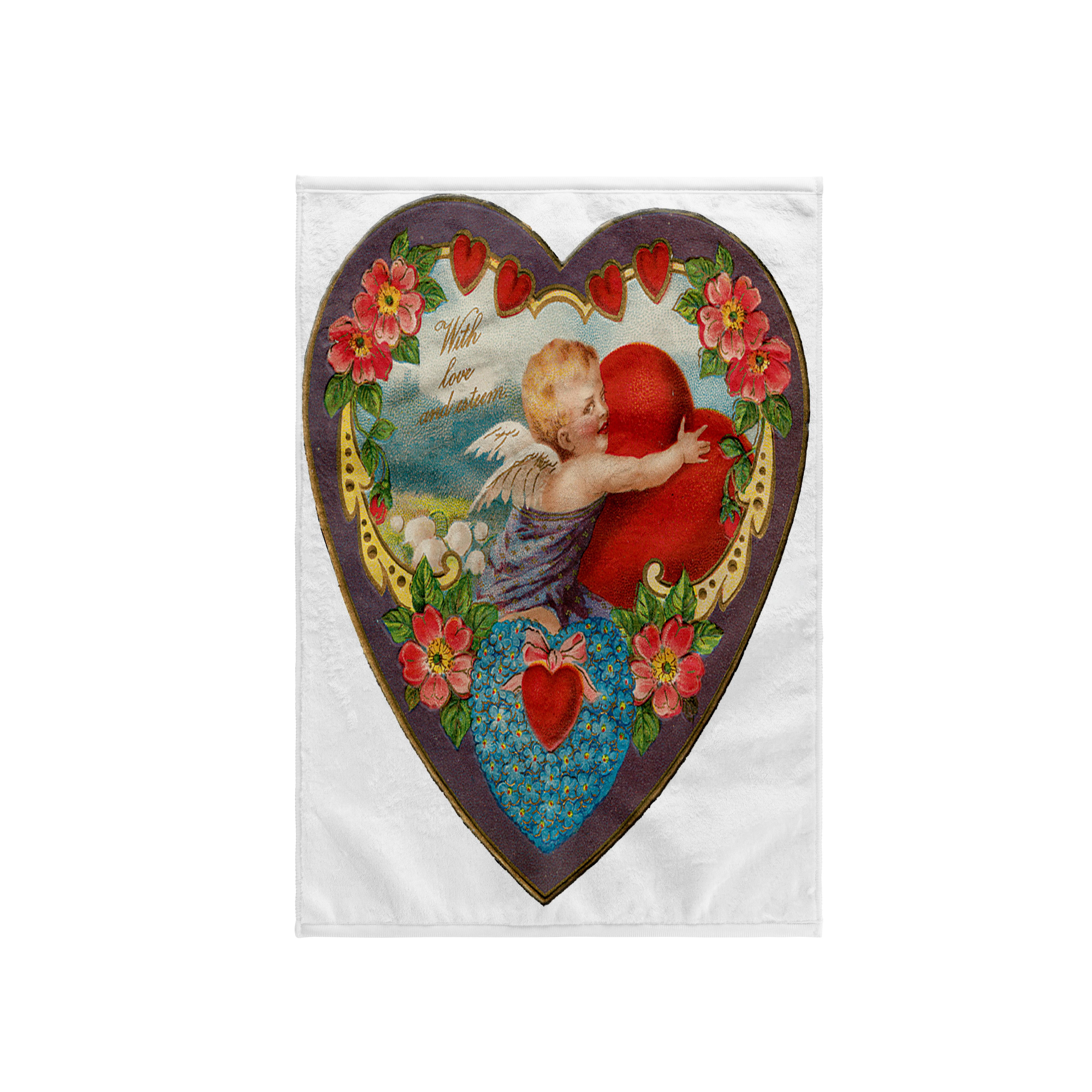 3dRose, Heart Shaped Victorian Valentine With Cupid Hugging a Red Heart ...