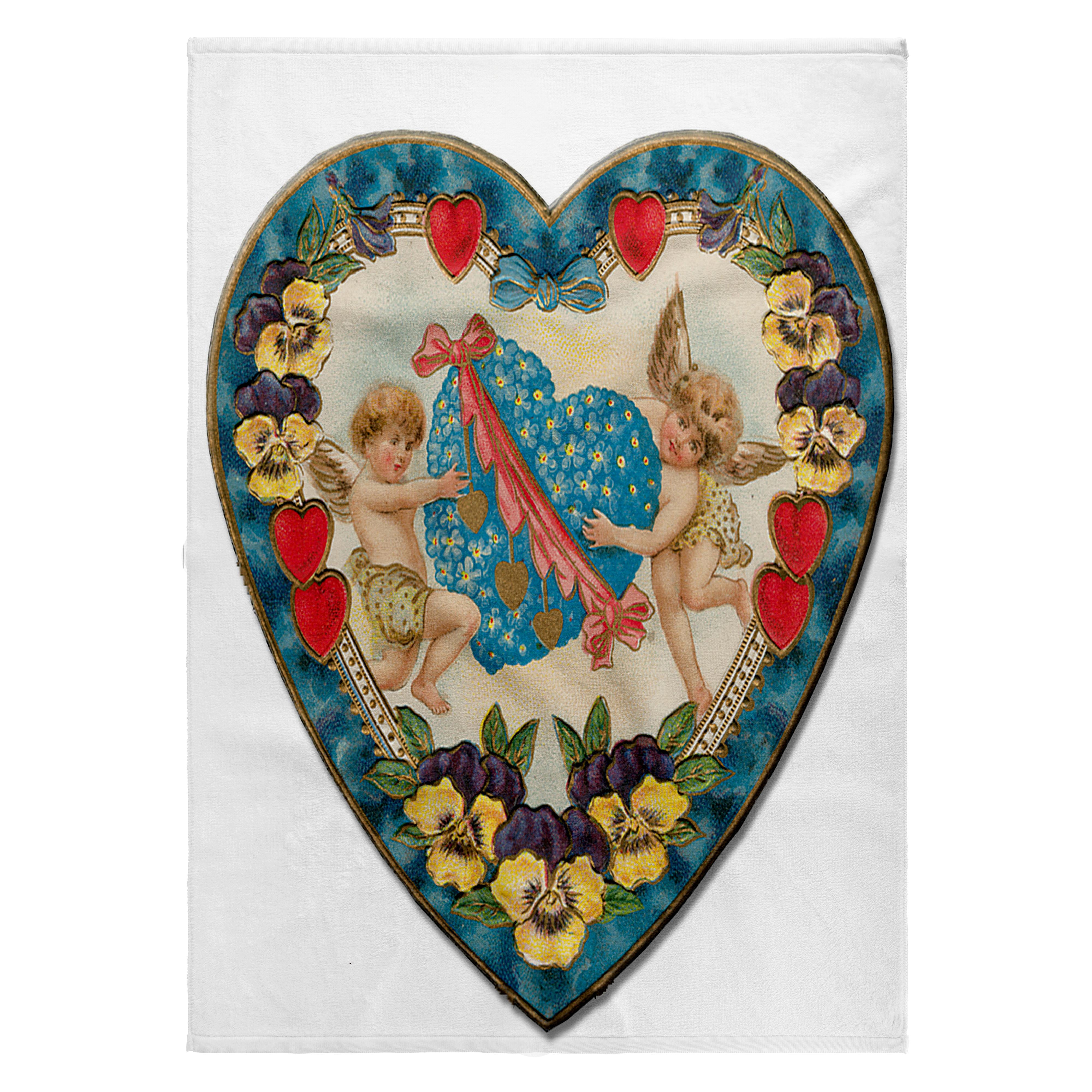 3dRose, Heart Shaped Victorian Valentine with a Blue Heart and Cupids ...