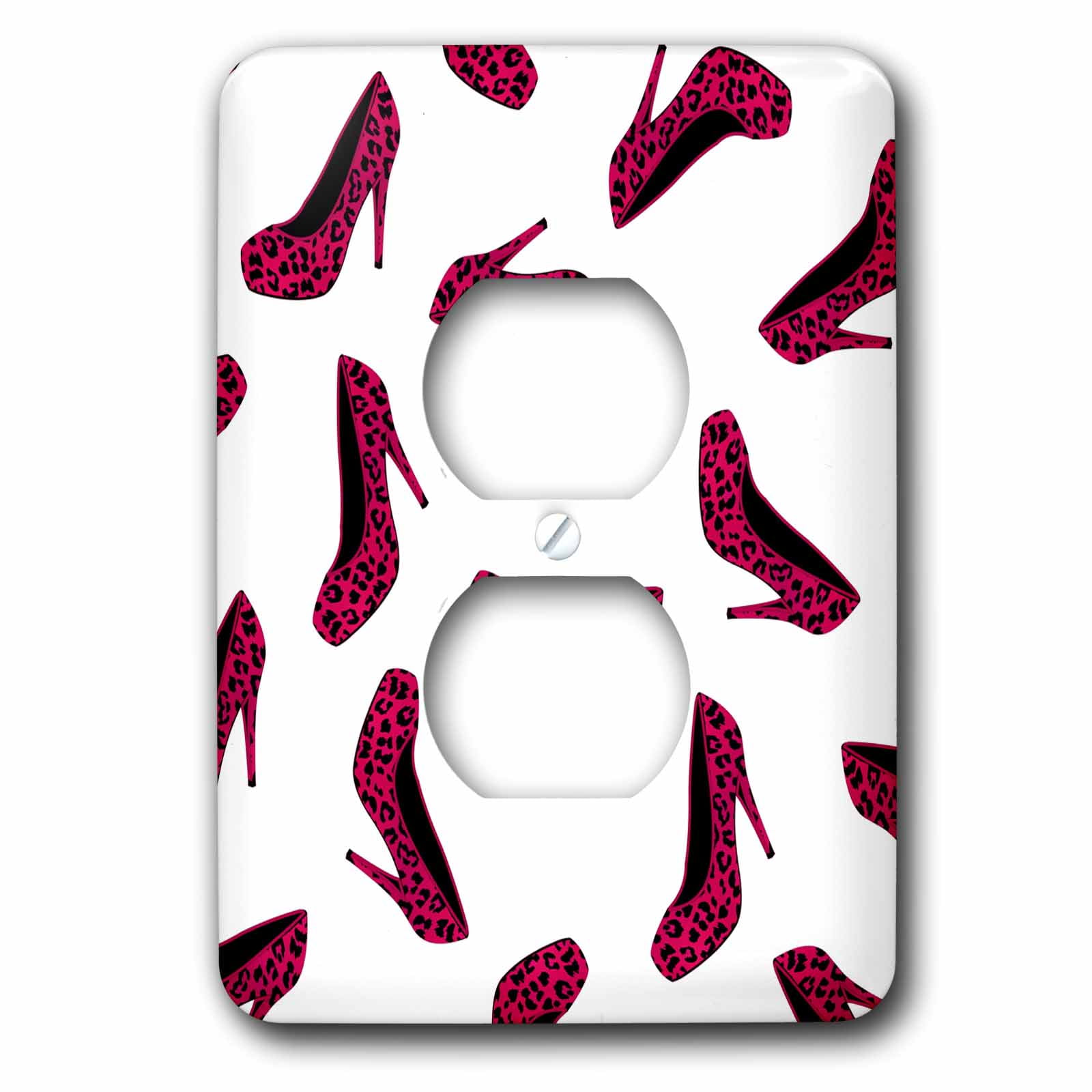3dRose, High Heel Shoes Print Pink Cheetah, 2 plug outlet cover ...