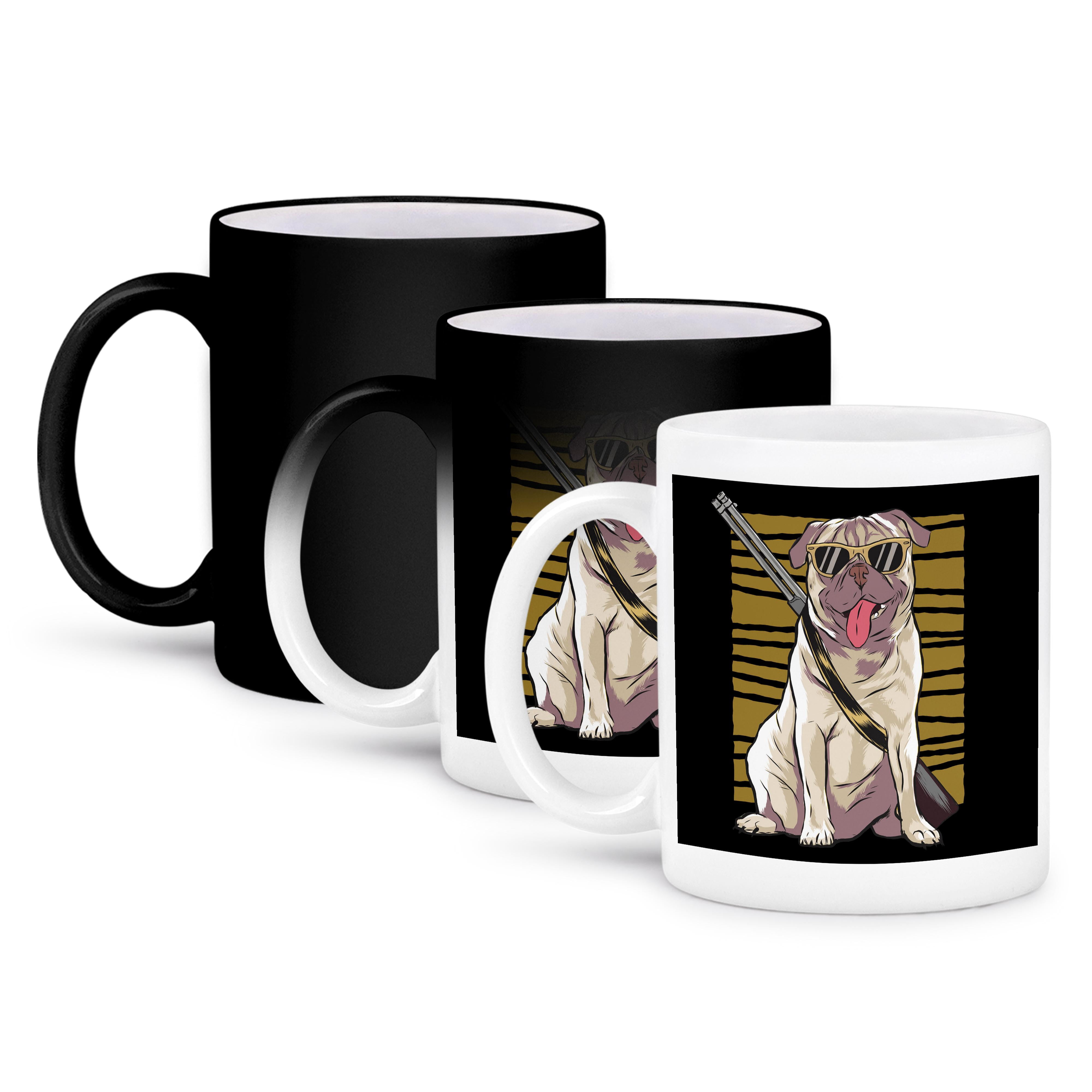 3dRose, Hipster Pug Dog with Gun Pistol and Sunglasses, 11oz Magic ...