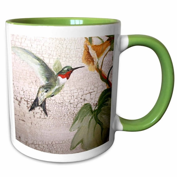 3drose, Hummingbird by Yellow Trumpet Flower on Crackled Background ...