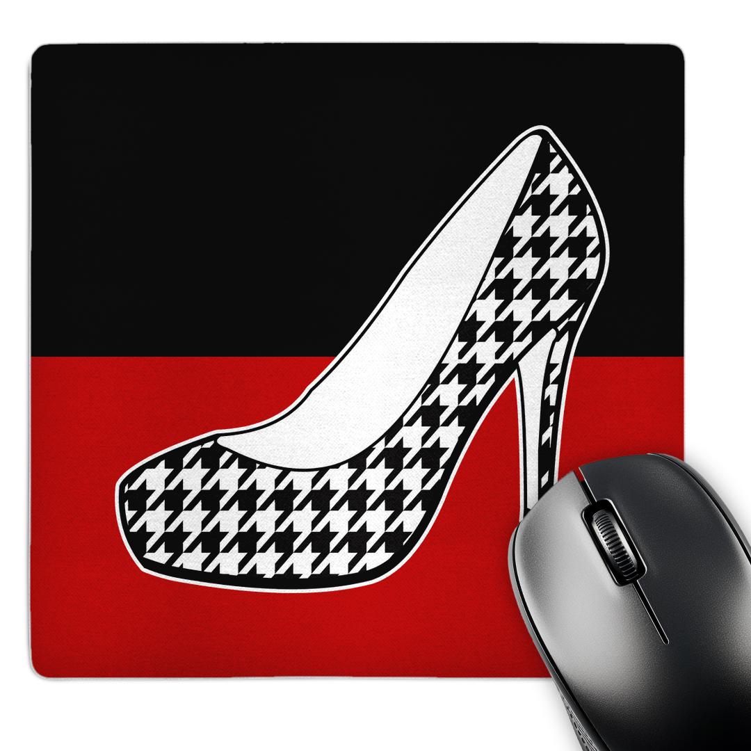 3dRose, I Love Shoes - Houndstooth Print High Heel Shoe on Black and ...