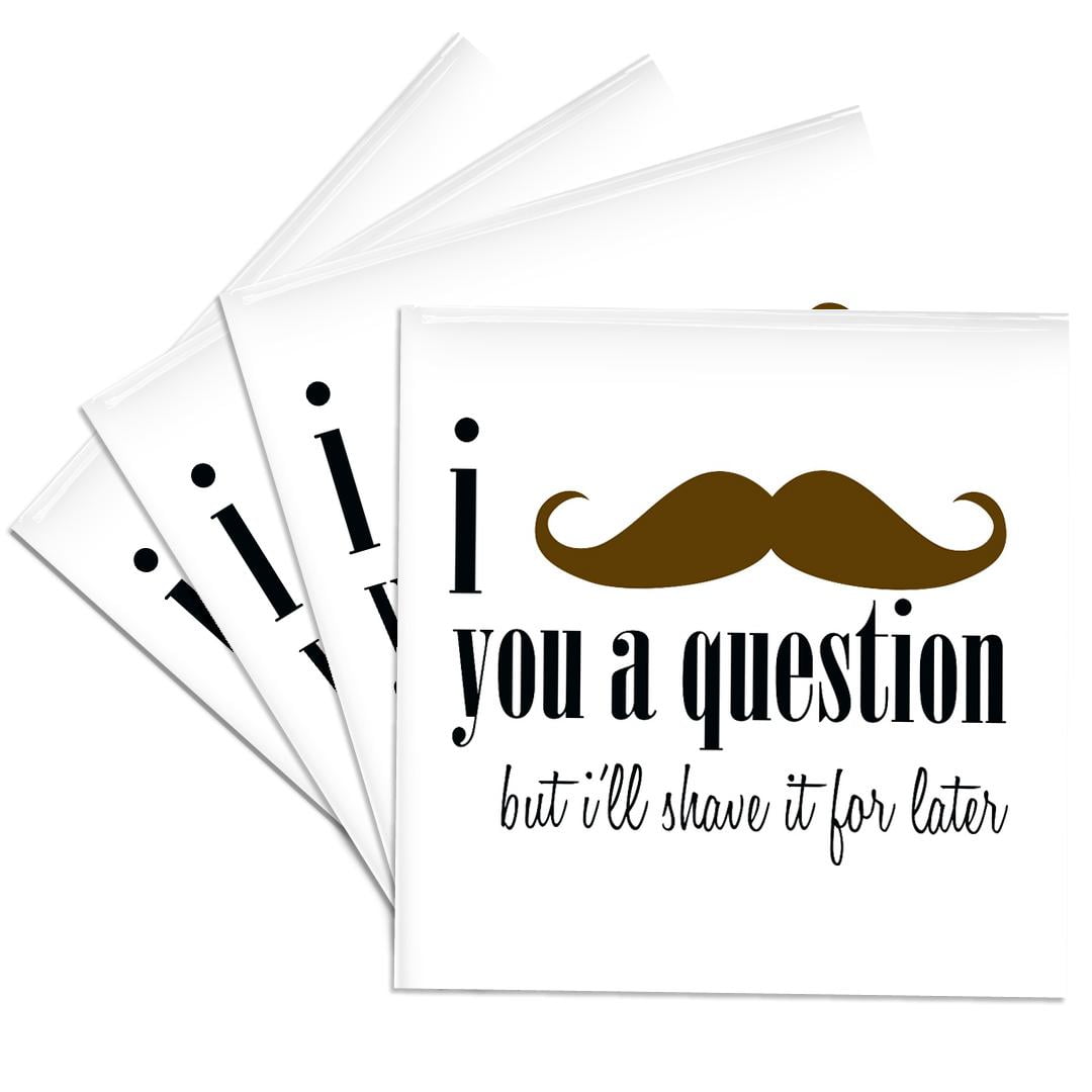3drose, I Mustache You a Question Hipster Humor Art, Set of 4 Ceramic ...