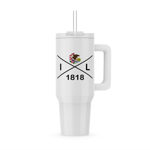 Illinois State Abbreviation, Statehood, Flag Art On White Background ...