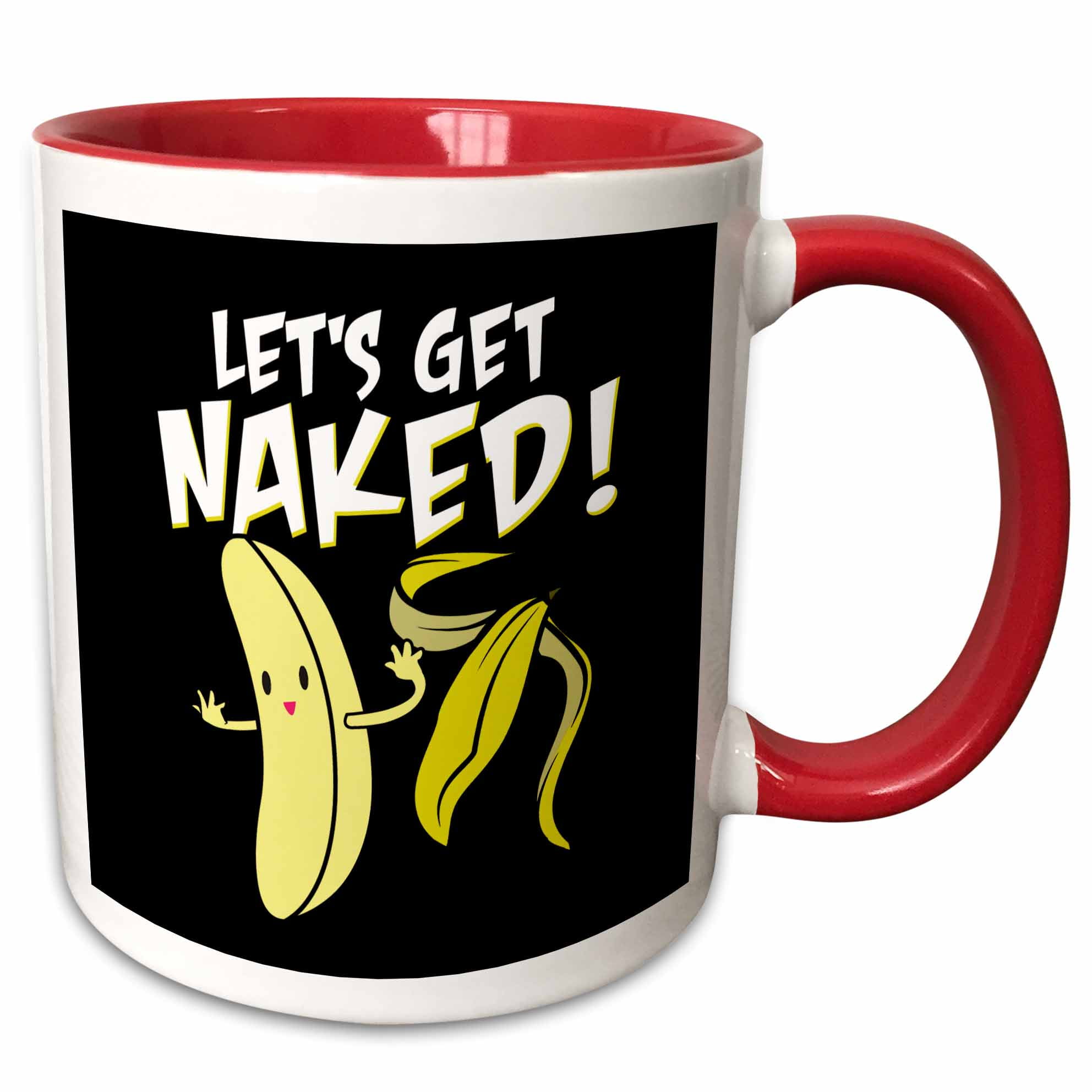 Illustration Of A Banana Let´S Get Naked Quotes Black Background, 15oz ...