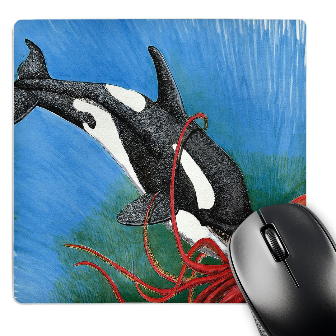3dRose, Illustration of a Killer Whale Attacking an Octopus , Mouse Pad ...