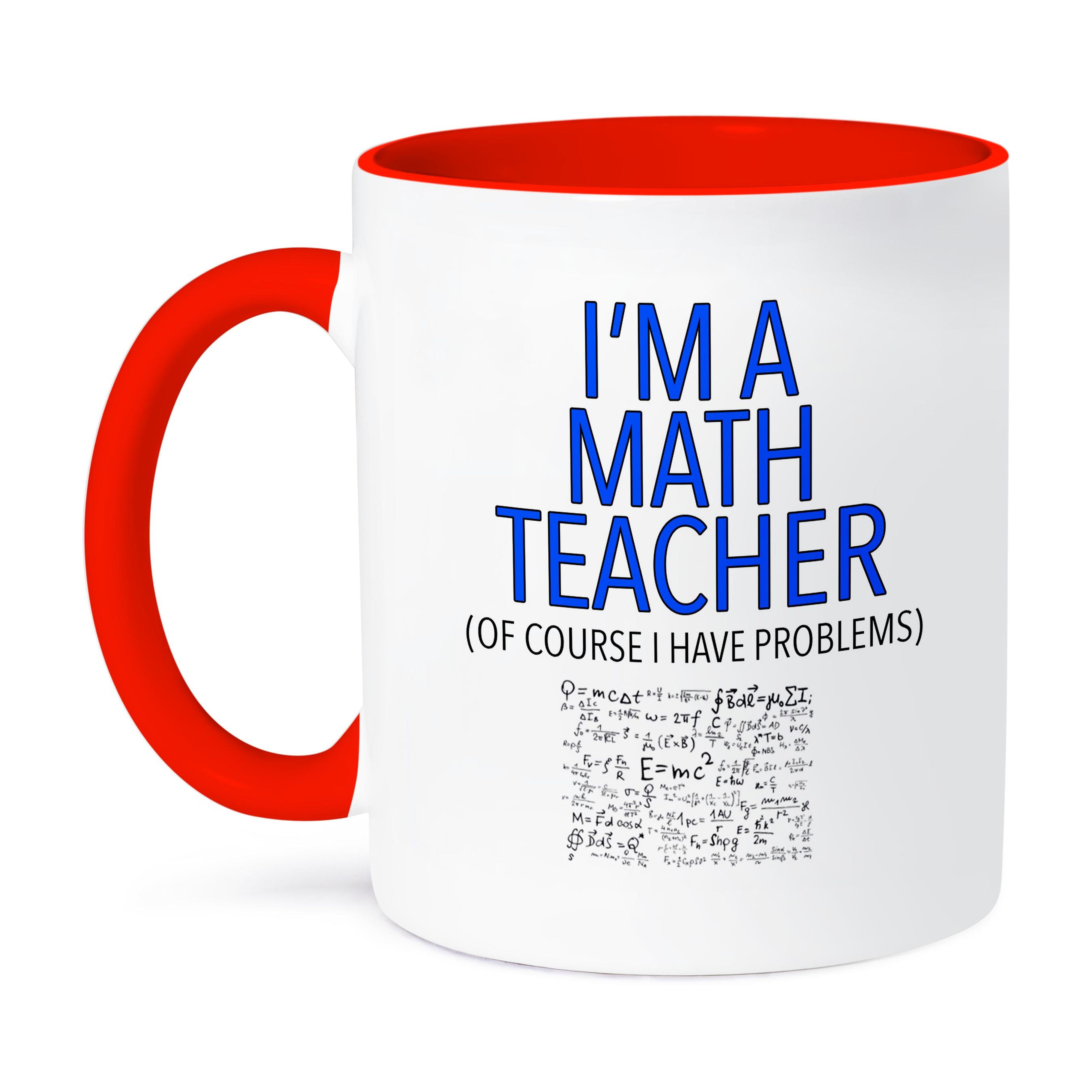 3dRose, Im A Math Teacher Of Course I Have Problems Blue, 11oz Two-Tone ...