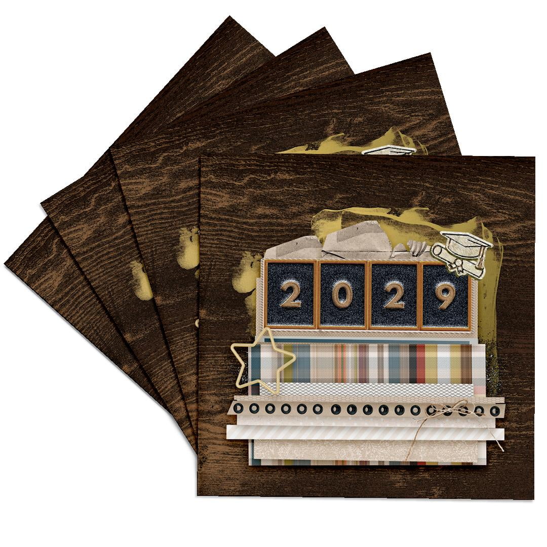 3dRose, Image of 2029 Metal Look,Grad Cap,Diploma, Star, Paper, Bow ...