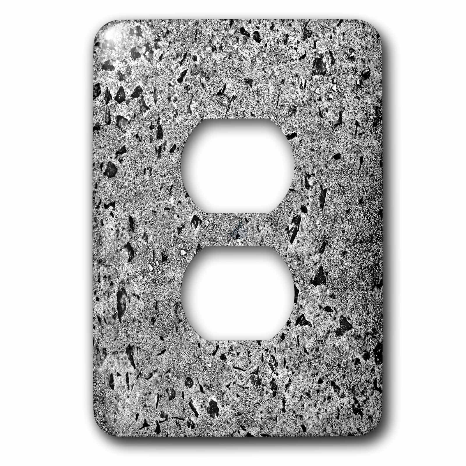 3dRose, Image of Black Gray Glittery Stone, 2 plug outlet cover ...