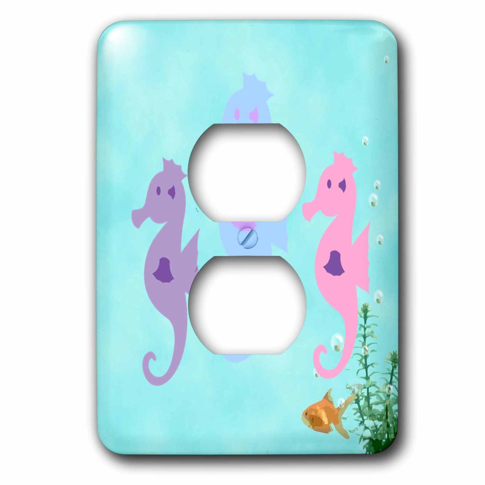 3dRose, Image of Cartoon Seahorses In Purple Blue And Pink Underwater ...