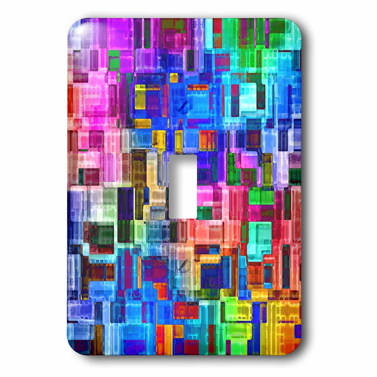 3dRose, Image of Colorful Neon Geometric Abstract, single toggle switch ...