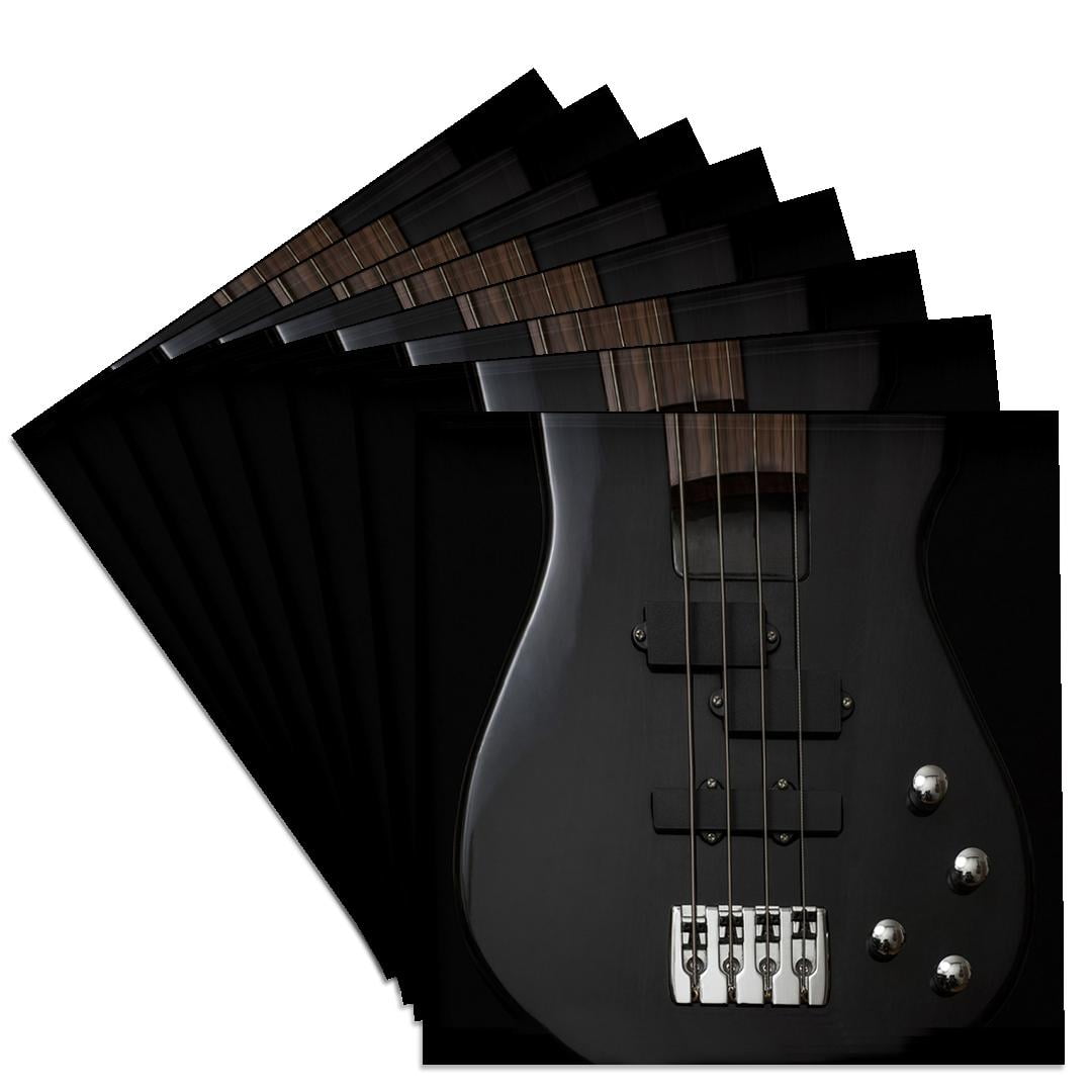 3dRose, Image of Dark Gray Bass Guitar Closeup, Set of 8 Ceramic Tile ...