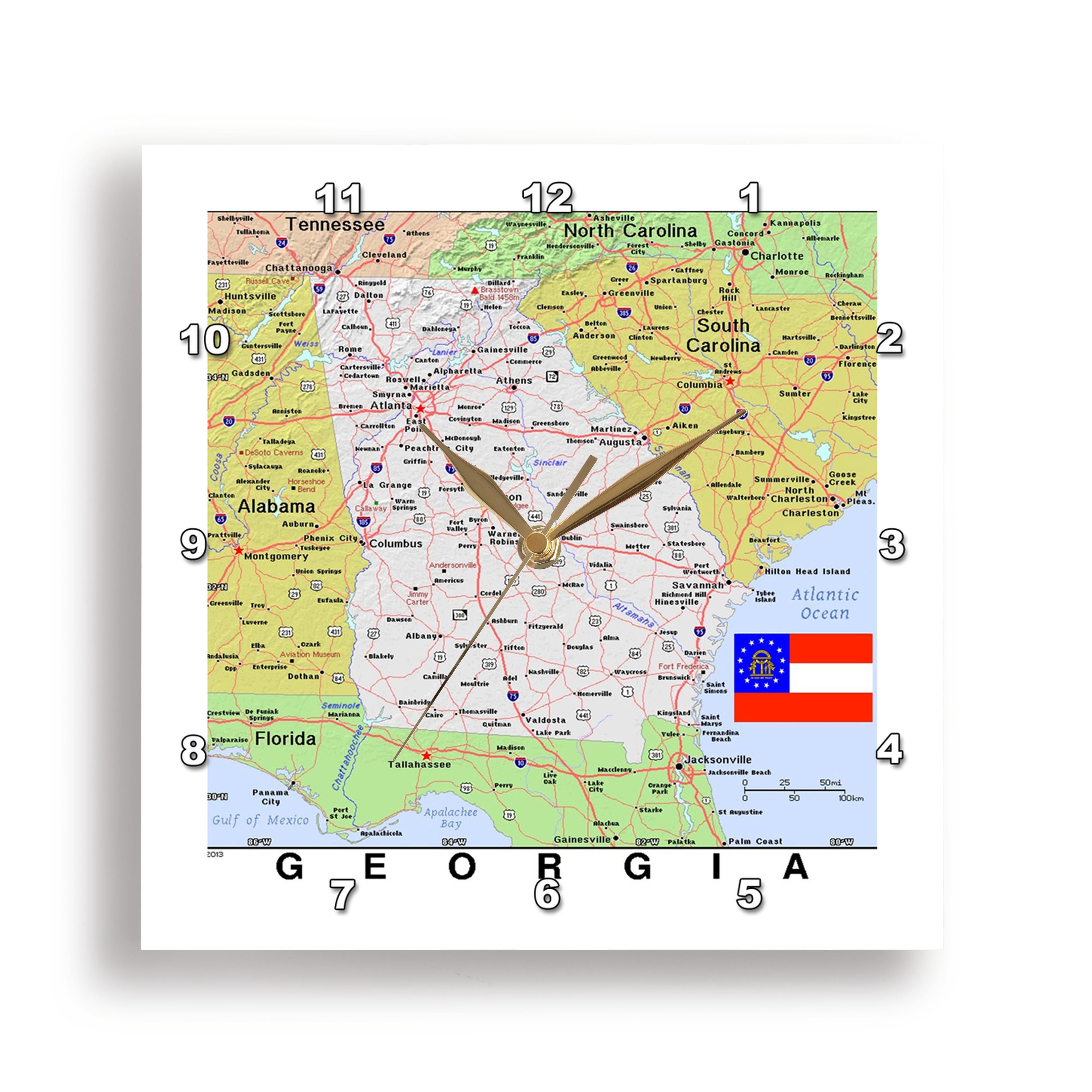 3dRose, Image of Georgia Topographic Map With State Flag, 10x10 Wall ...