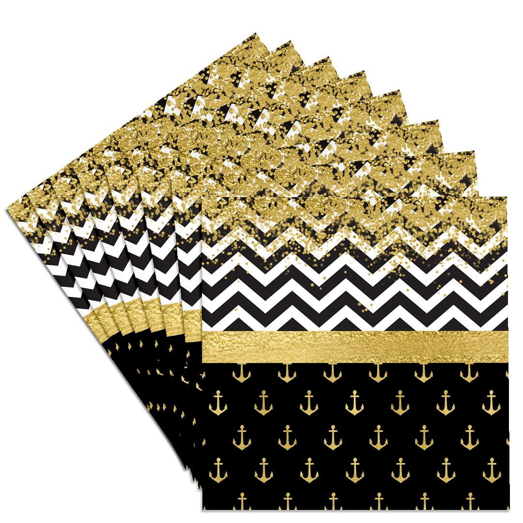 3dRose, Image of Glam Black, White, Gold Faux Glitter Chevron Stripes ...