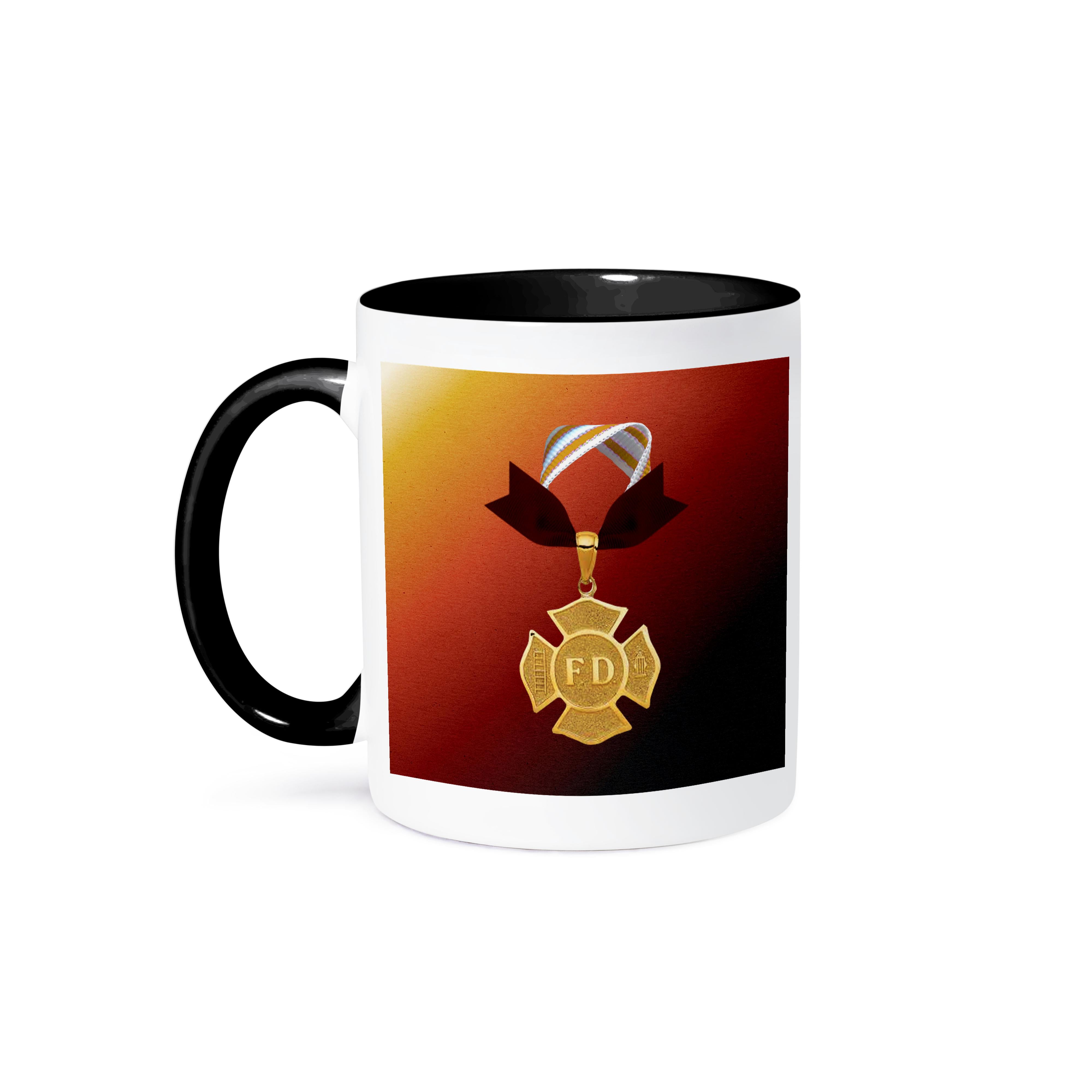 3dRose, Image of Gold Fire Department Emblem, Ribbon, Ladder and Fire ...