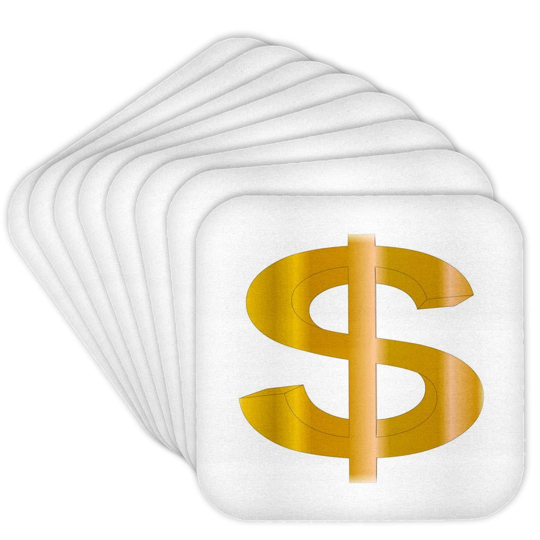 3drose, Image of Huge Dollar Sign in Shiny Gold, Set of 8 Coasters ...