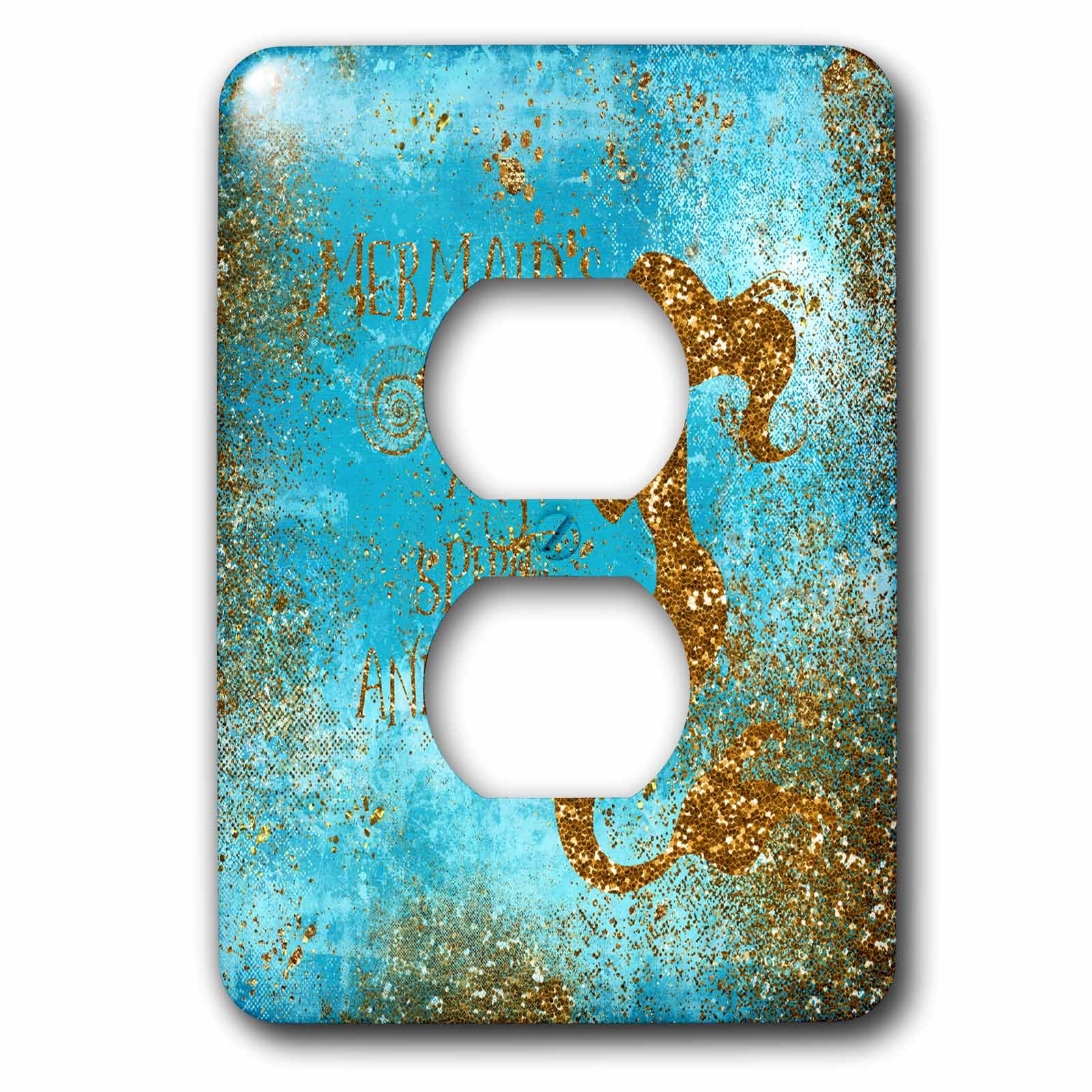 3dRose, Image of Mermaid and Saying on Teal and Non-Metallic Gold, 2 ...