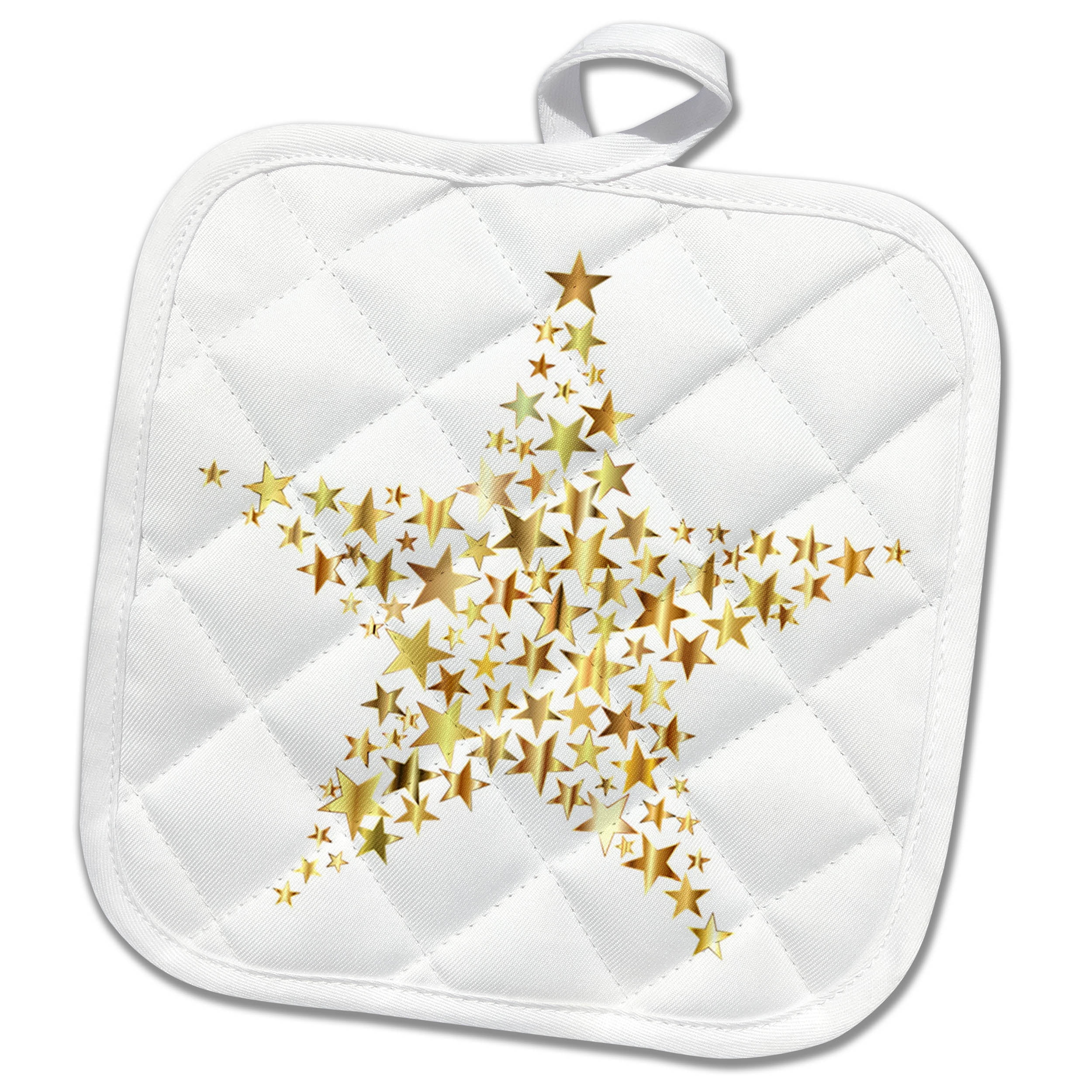 3dRose, Image of Metallic Gold Stars With Large Star, 8x8 Potholder ...