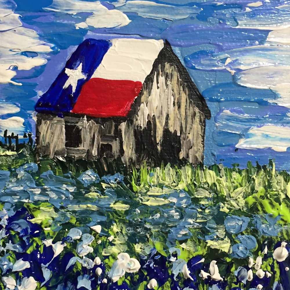 3dRose Image of Painting of old Texas barn with Bluebonnets - Ceramic ...