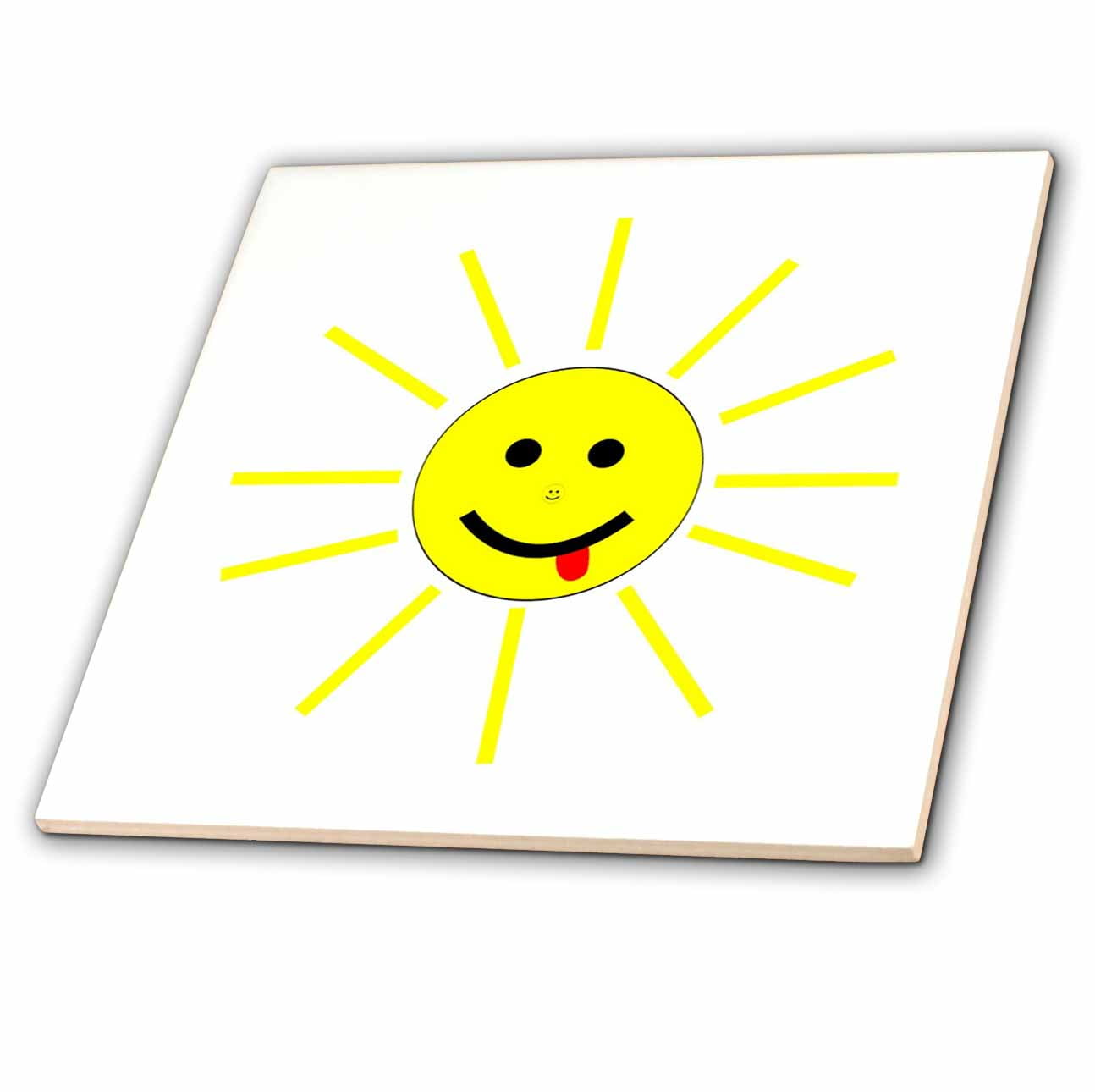 3dRose Image of Smiley Face On Sun With Rays - Ceramic Tile, 6-inch ...