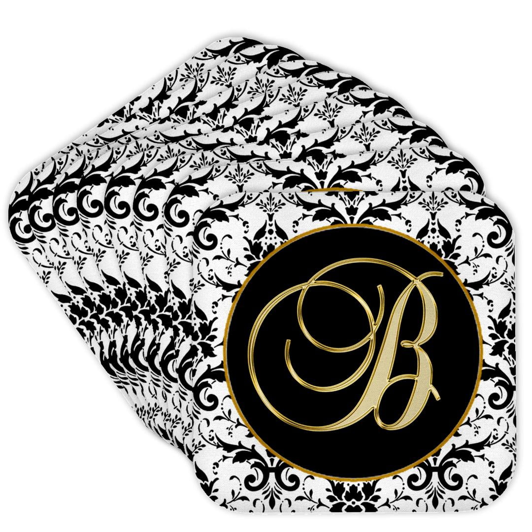 3drose, Image of the Script Letter B in Black White and Gold, Set of 8 ...
