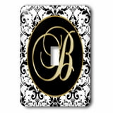 3dRose Image of The Script Letter B in Black White and Gold - Single ...