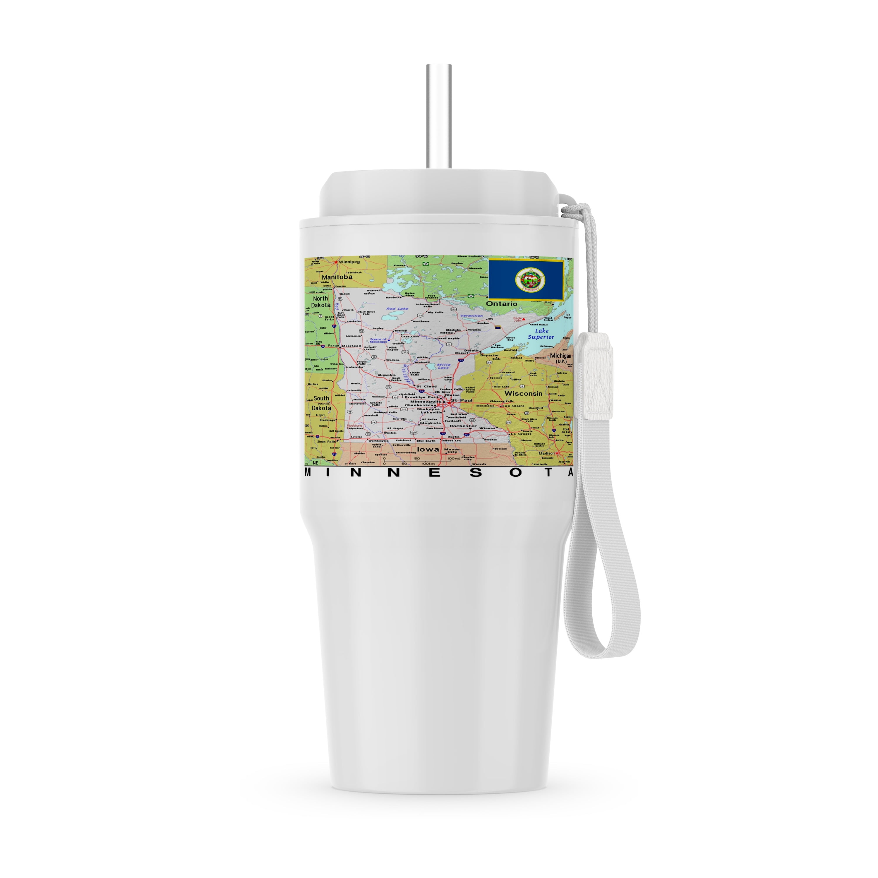 Image Of Topographic Map Of Minnesota With Flag, 20oz Tumbler - Walmart.com