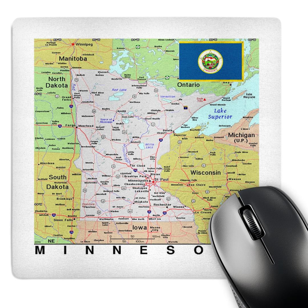 3dRose, Image of Topographic Map of Minnesota With Flag, MousePad ...