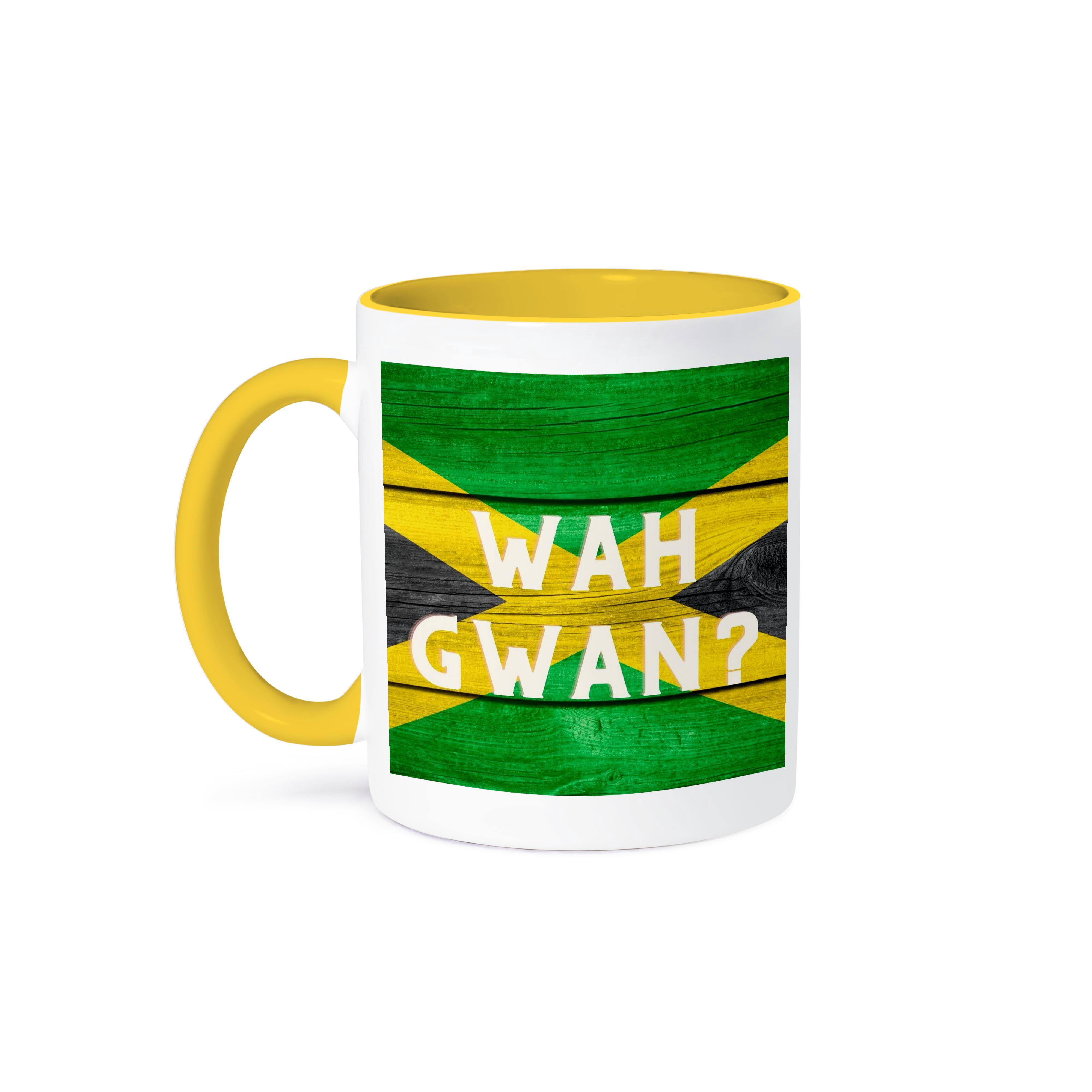 3dRose, Image of the words wah gwan with jamaican flag, 15oz Two-Tone ...