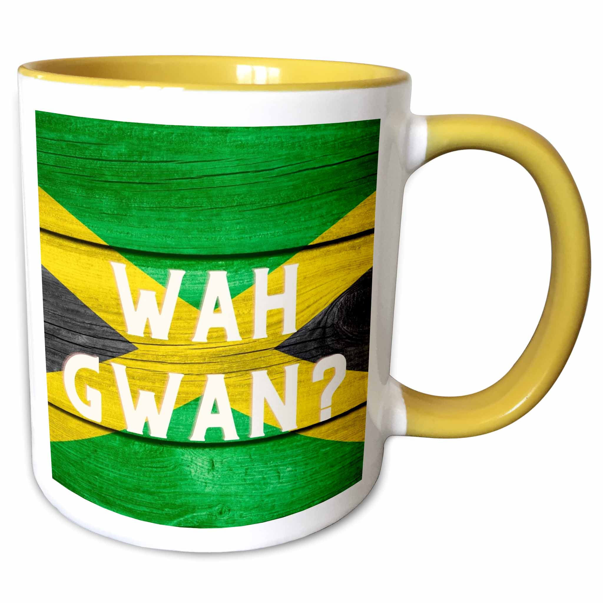 3drose, Image of the Words Wah Gwan with Jamaican Flag, 15oz Two-tone ...