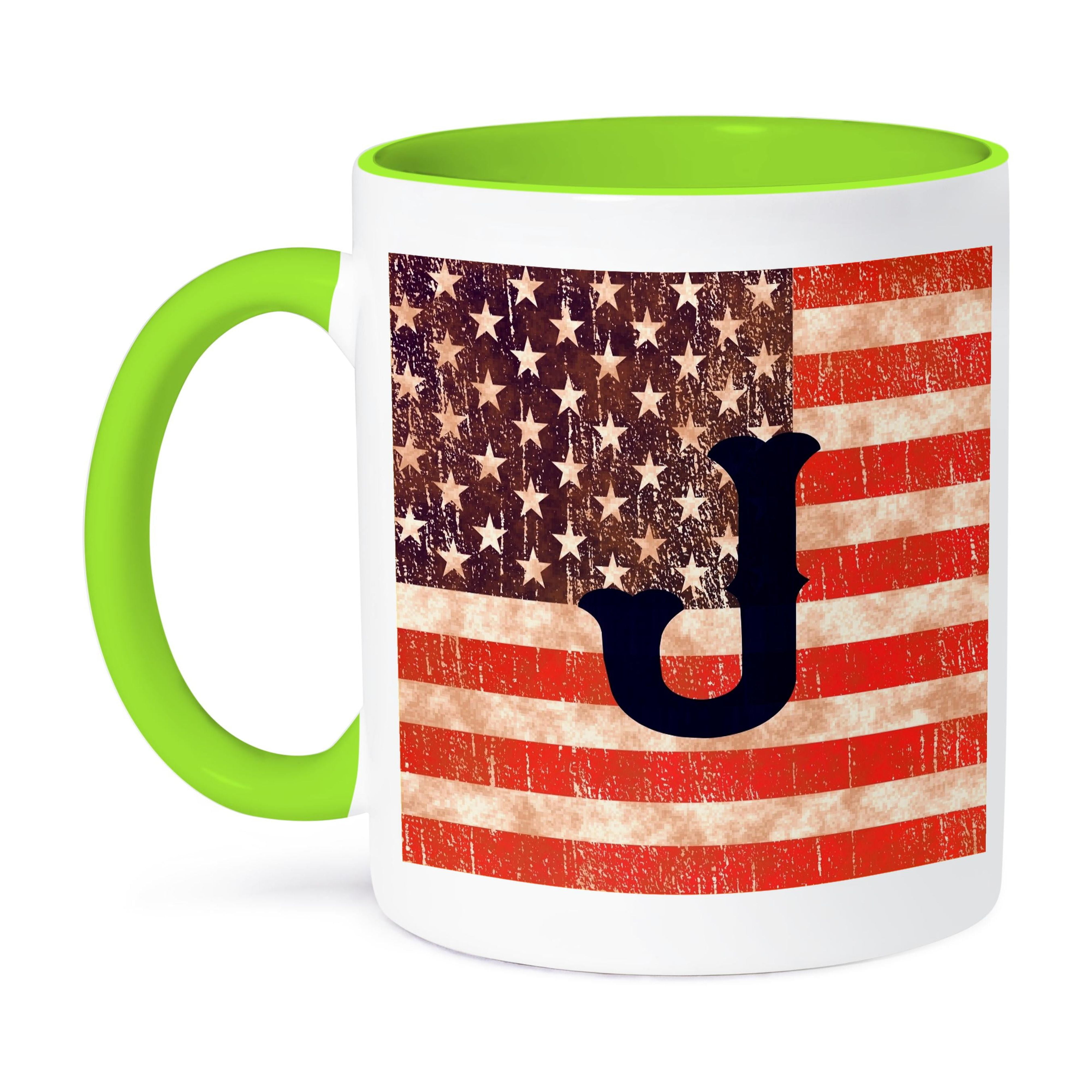 3dRose, Initial J- Distressed Vintage Look United States Flag with ...