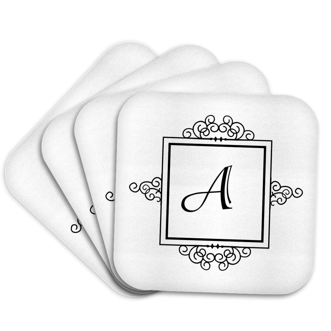 3dRose, Initial letter A personal monogrammed fancy black and white typography elegant stylish ...