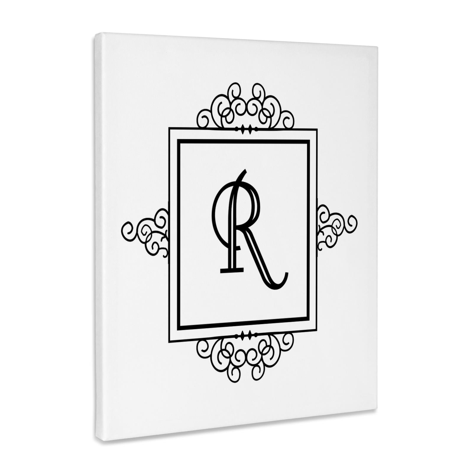3dRose, Initial letter R personal monogrammed fancy black and white ...