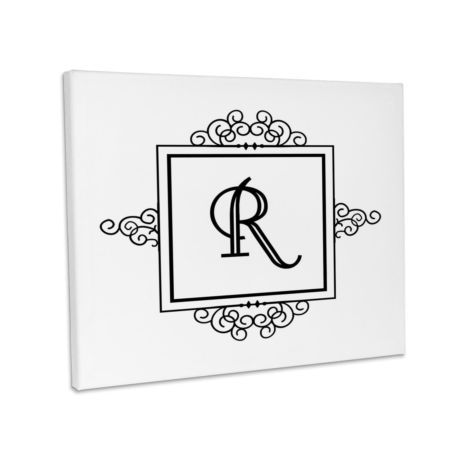 3dRose, Initial letter R personal monogrammed fancy black and white ...