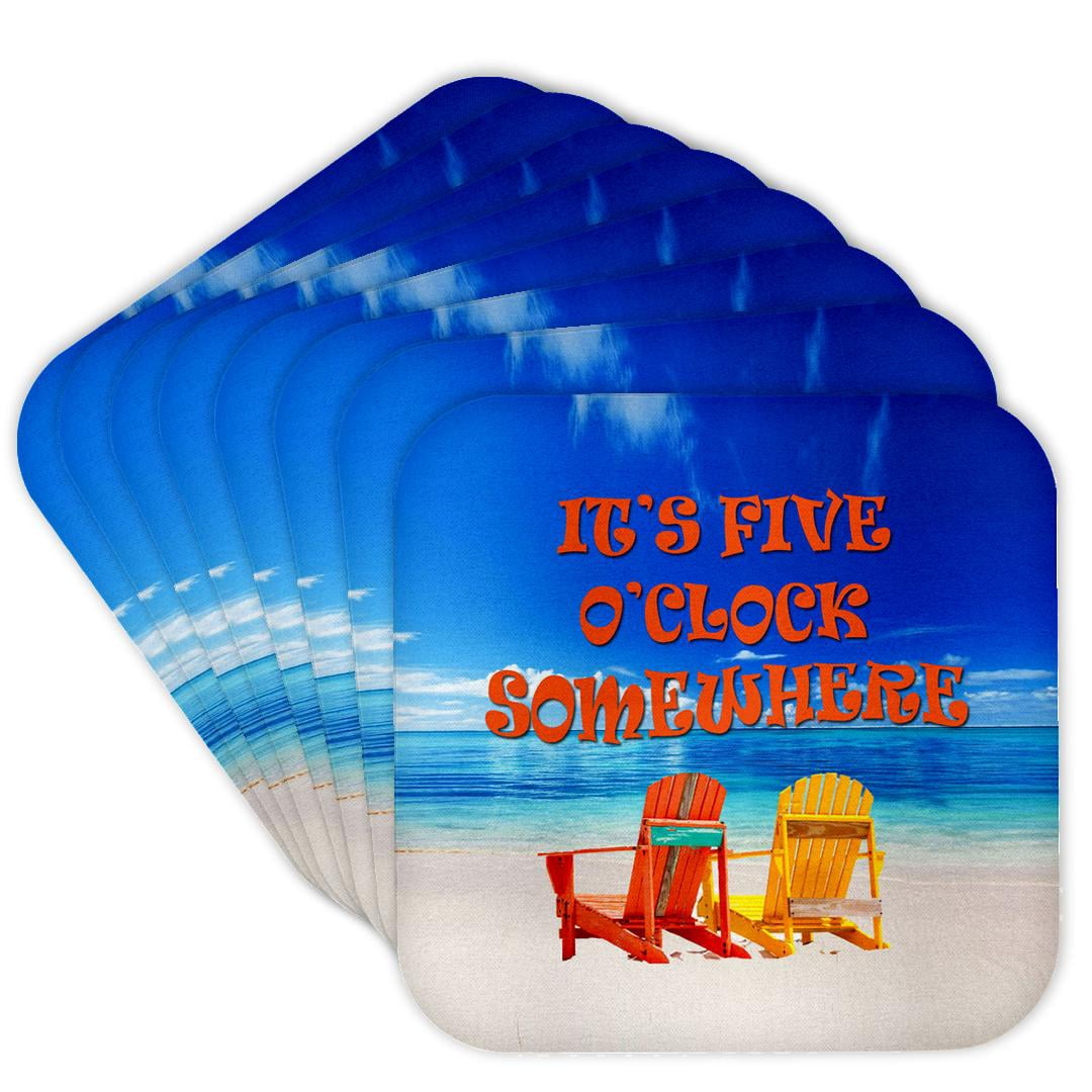 3drose, Its Five Oclock Somewhere. Beach. Fun. Good Times., Set of 8 ...