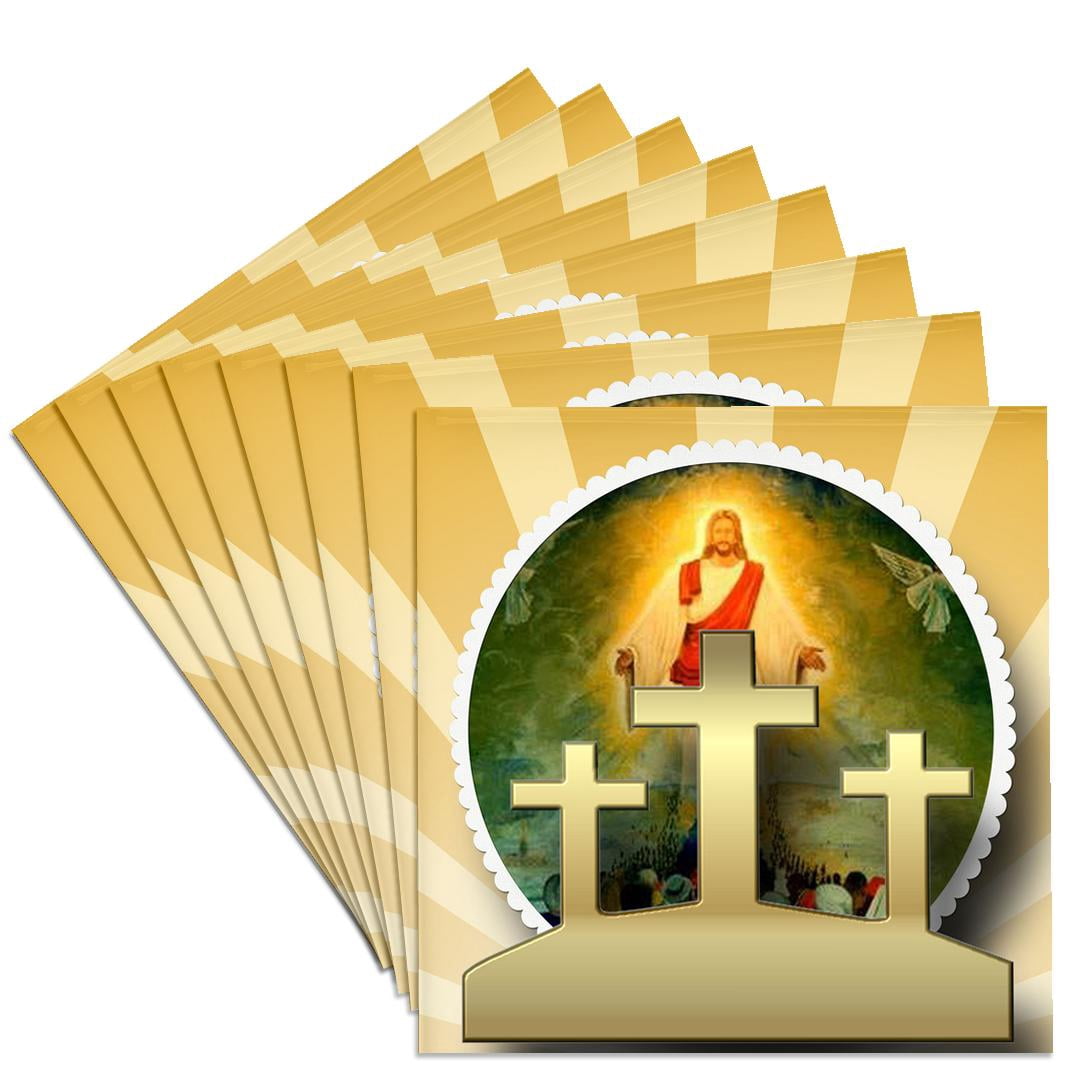 3dRose, Jesus and three crosses in gold representing the his death and ...