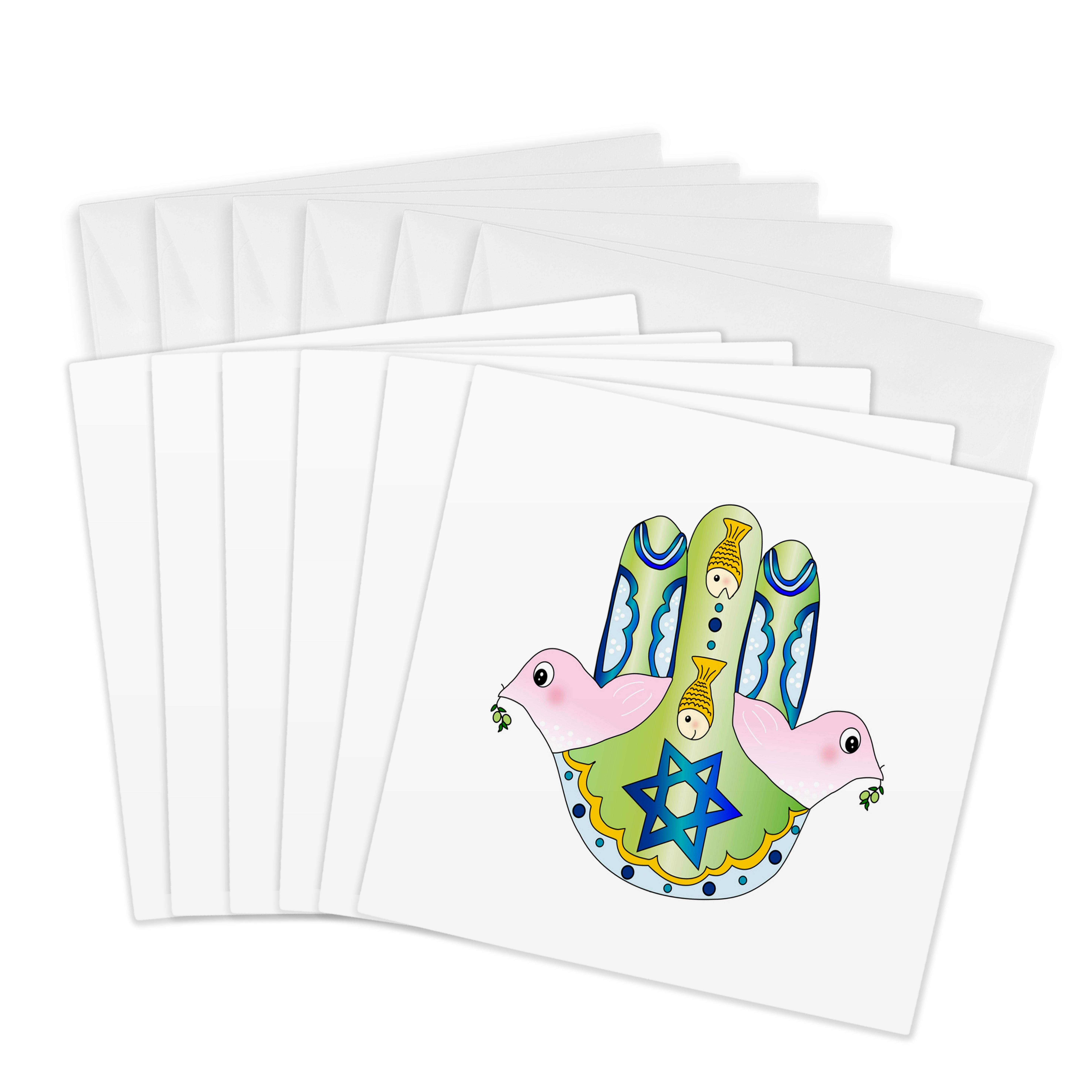 3dRose, Jewish Chamsa - Hamsa hand with pink peace doves blue magen ...