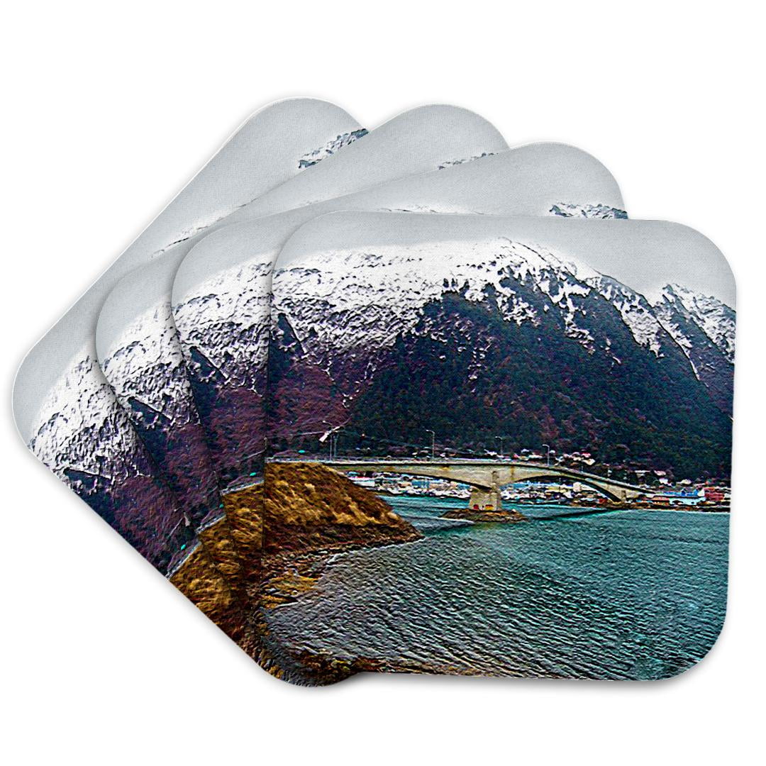 3drose, Juneau-douglas Bridge in Juneau, Alaska, Textured Print, Set of ...